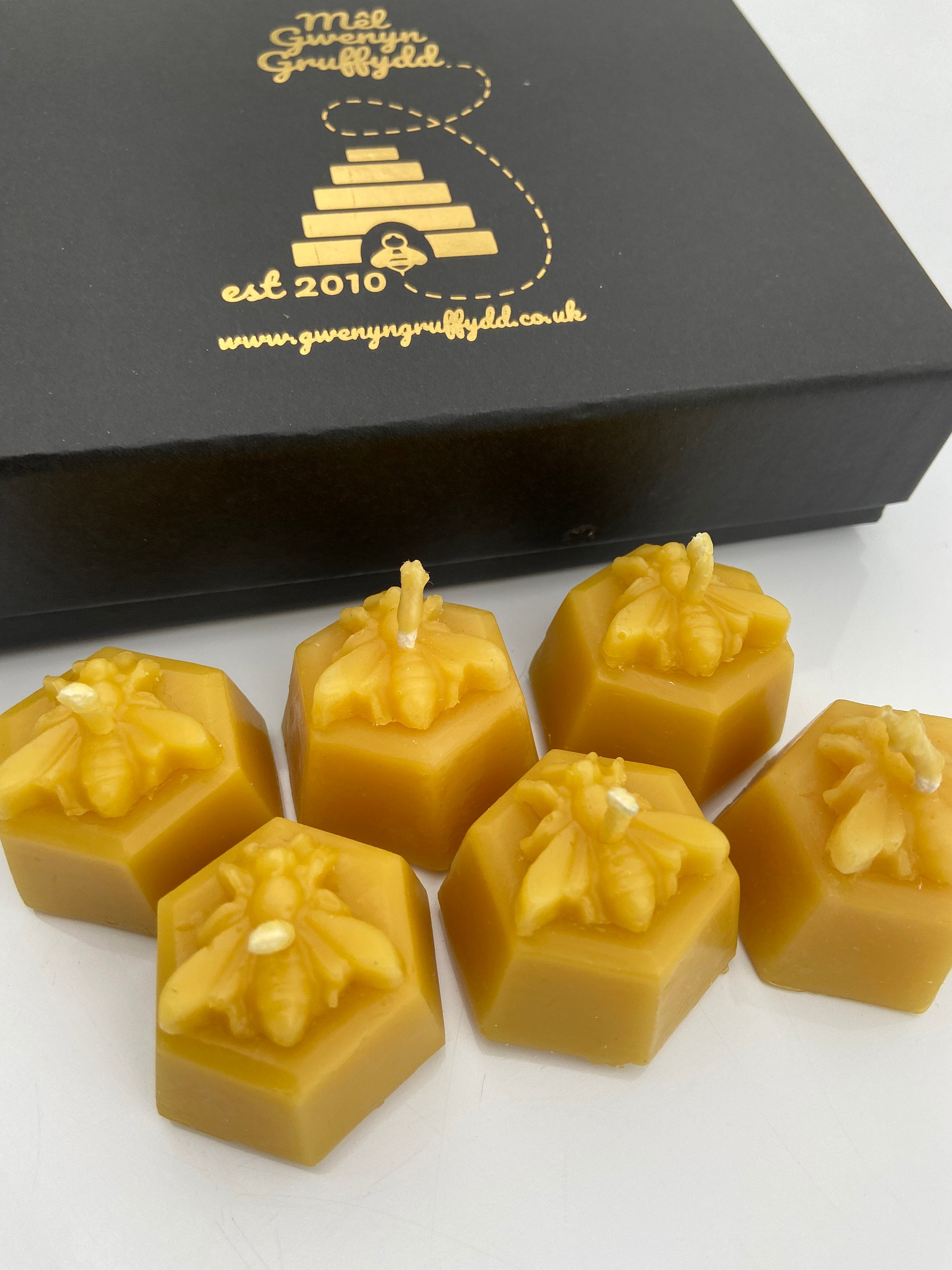 Luxury Set of 6 100% Natural Pure Welsh Beeswax Hexagon Bee Unscented ...