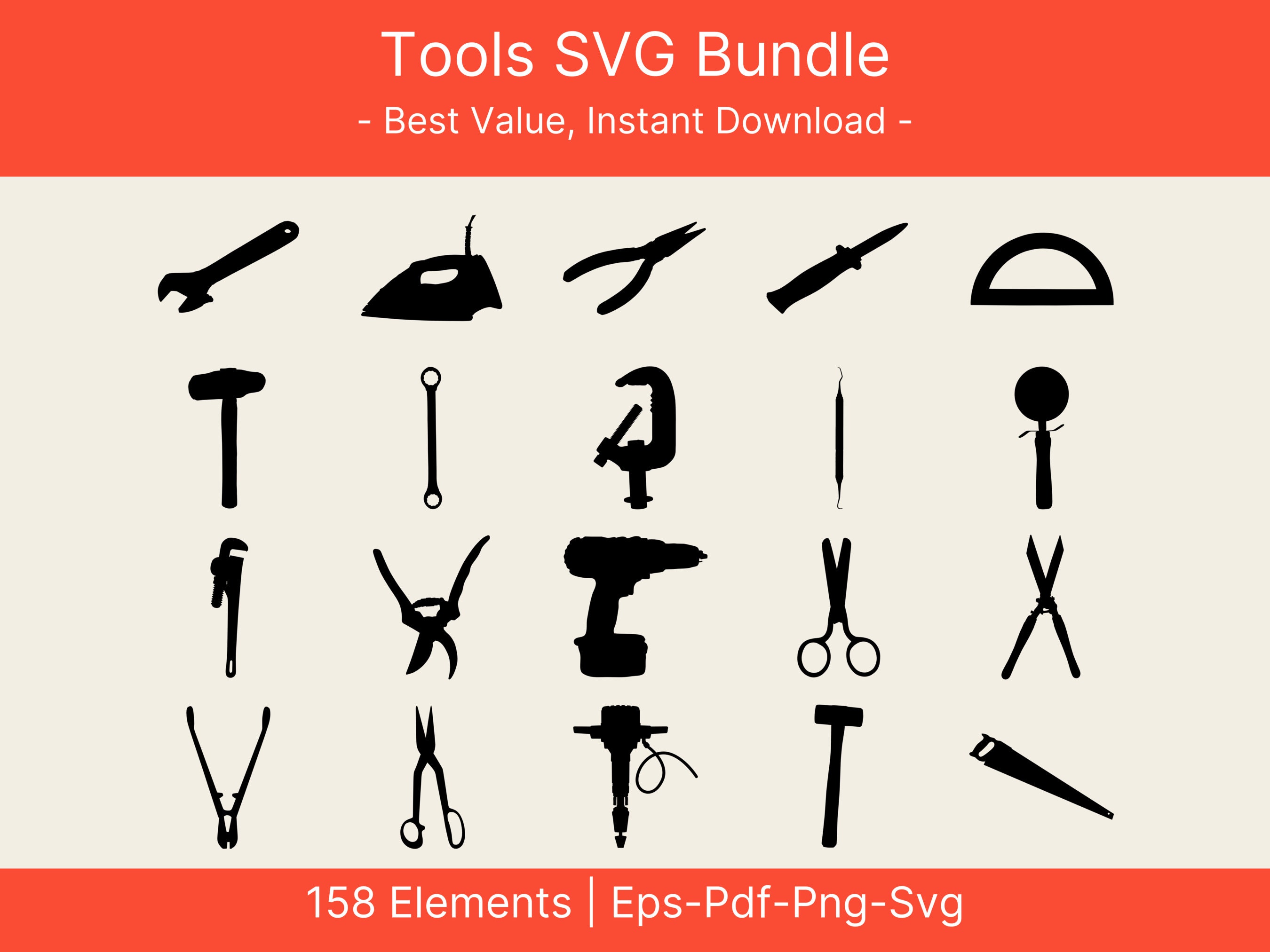 158 Mechanic Tools Bundle Svg, Tools Clipart, Tools Silhouette, Tools ...