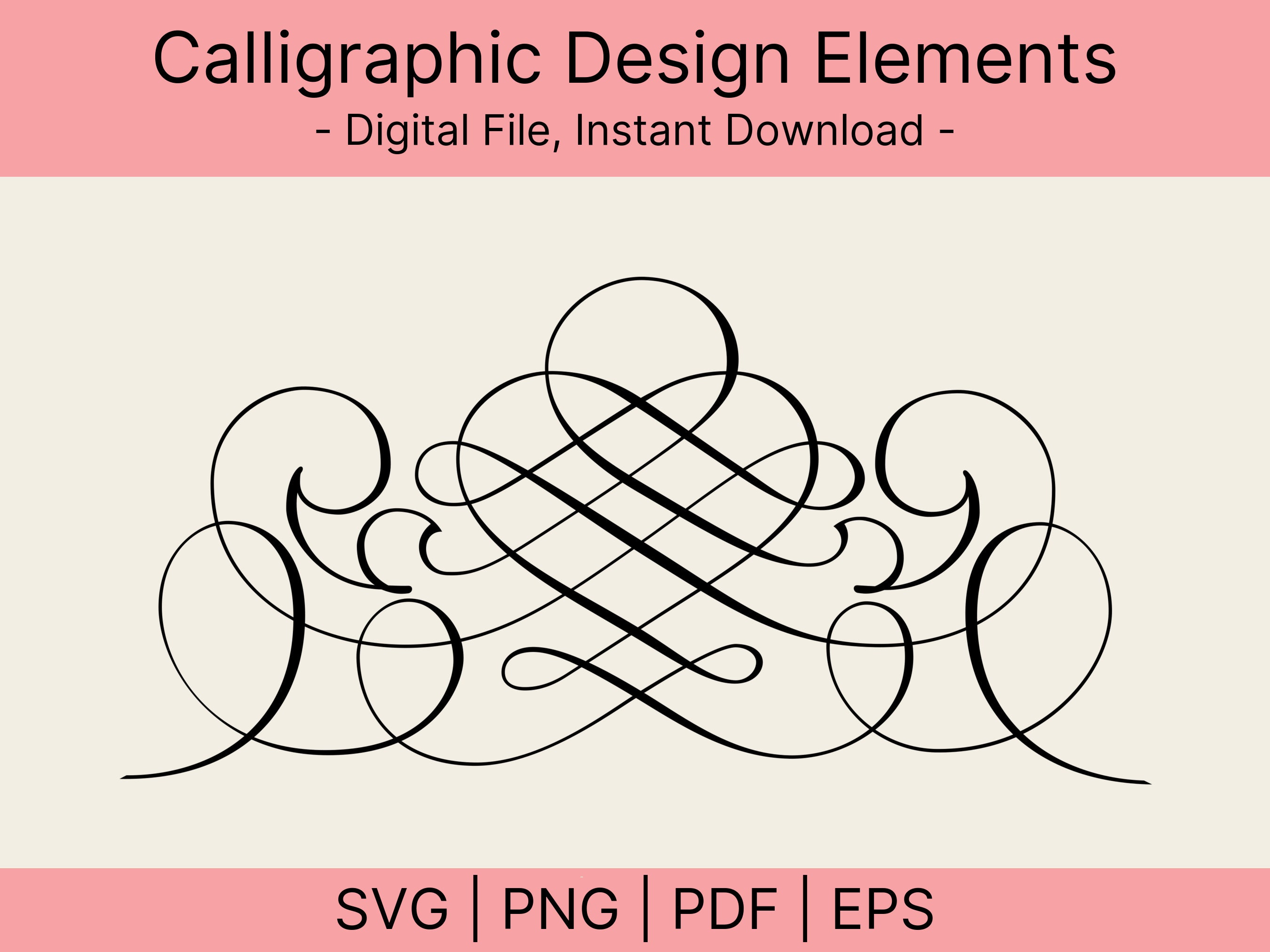 Calligraphic SVG Vector Bundle, Decorative Elements Ornaments Clipart ...
