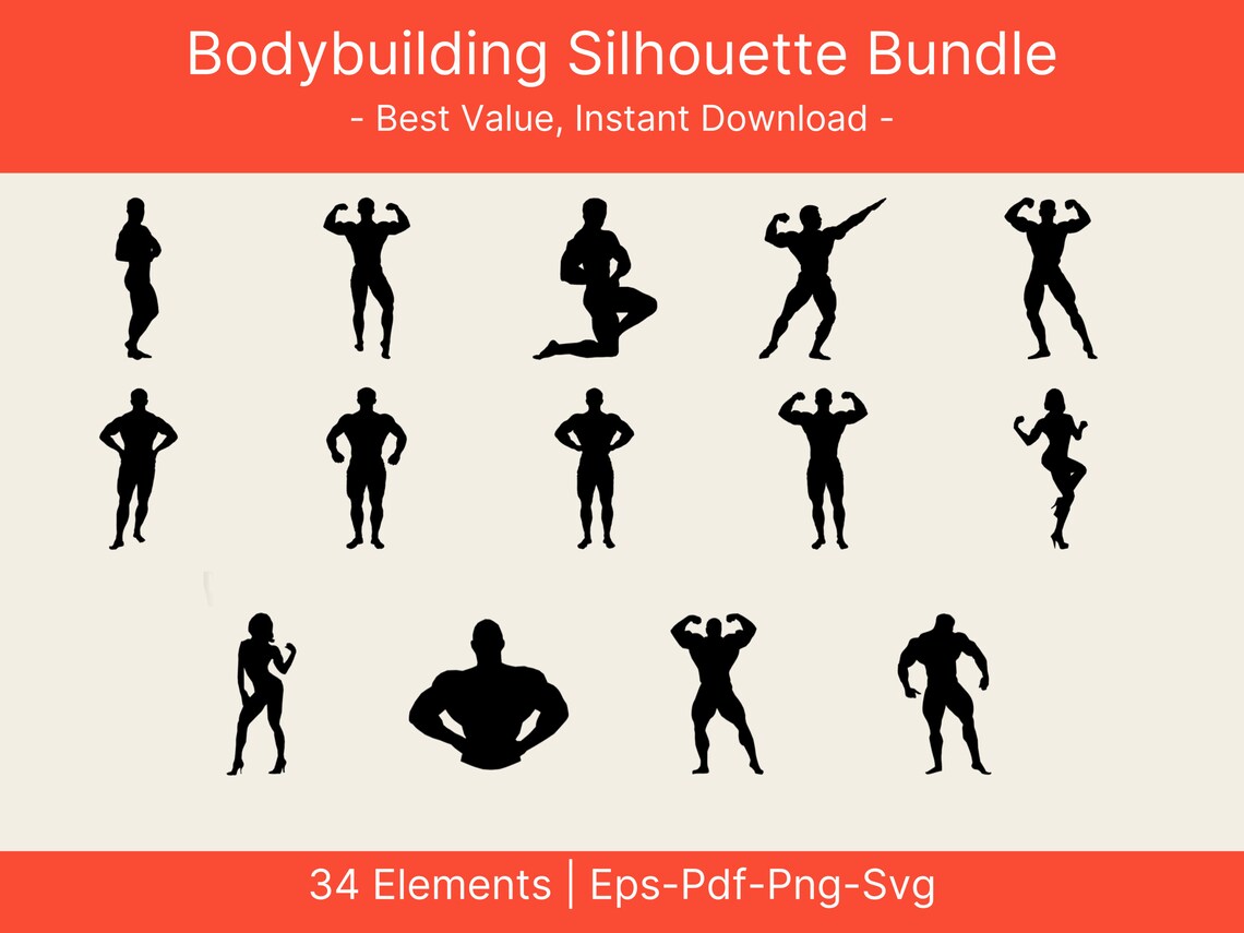Bodybuilder Png Svg Bundle Bodybuilder Art Clipart Fitness - Etsy