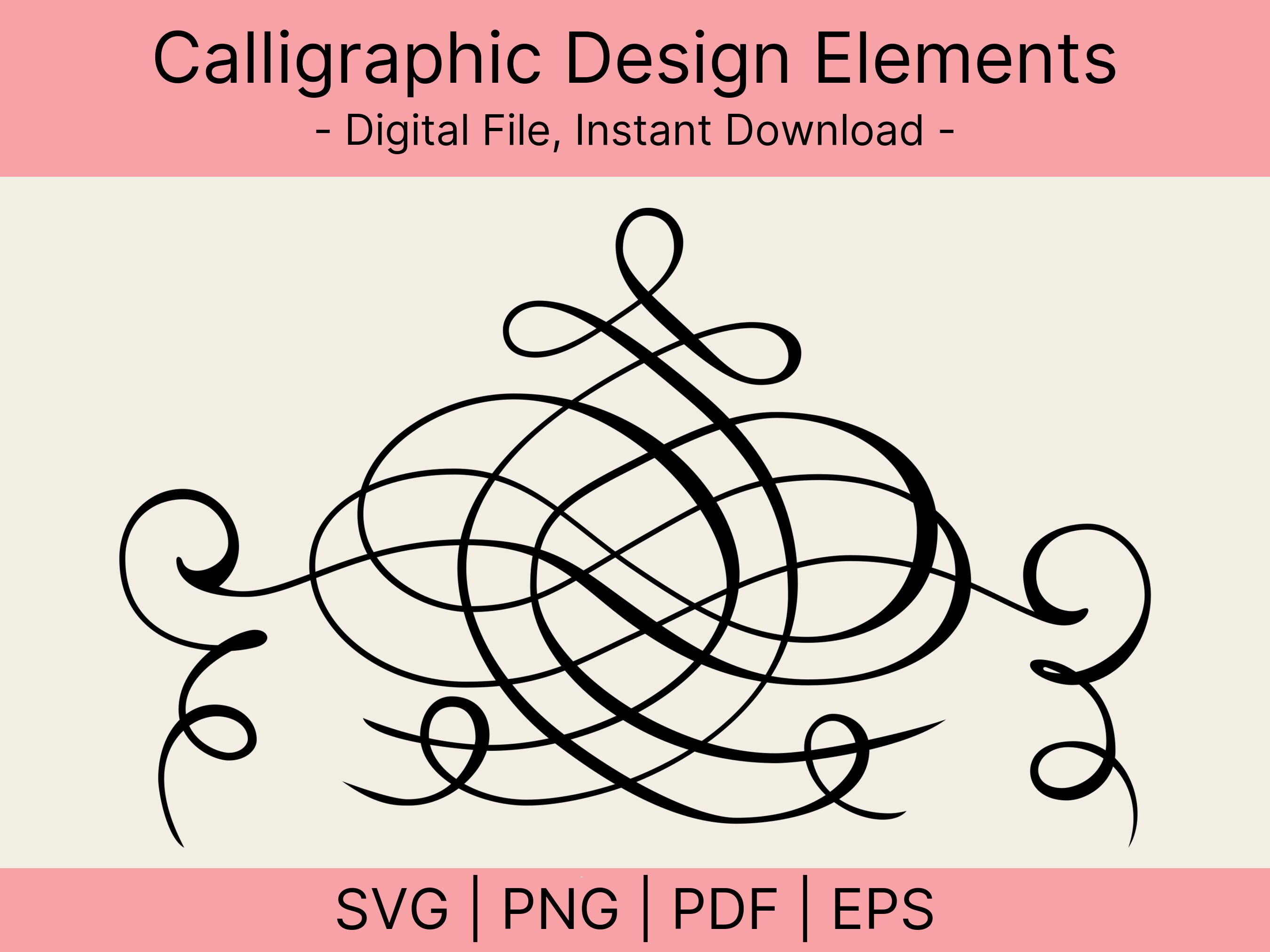 Calligraphic SVG Vector Bundle, Decorative Elements Ornaments Clipart ...