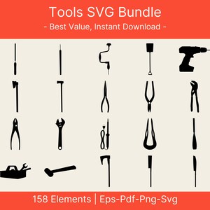 158 Mechanic Tools Bundle Svg, Tools Clipart, Tools Silhouette, Tools ...