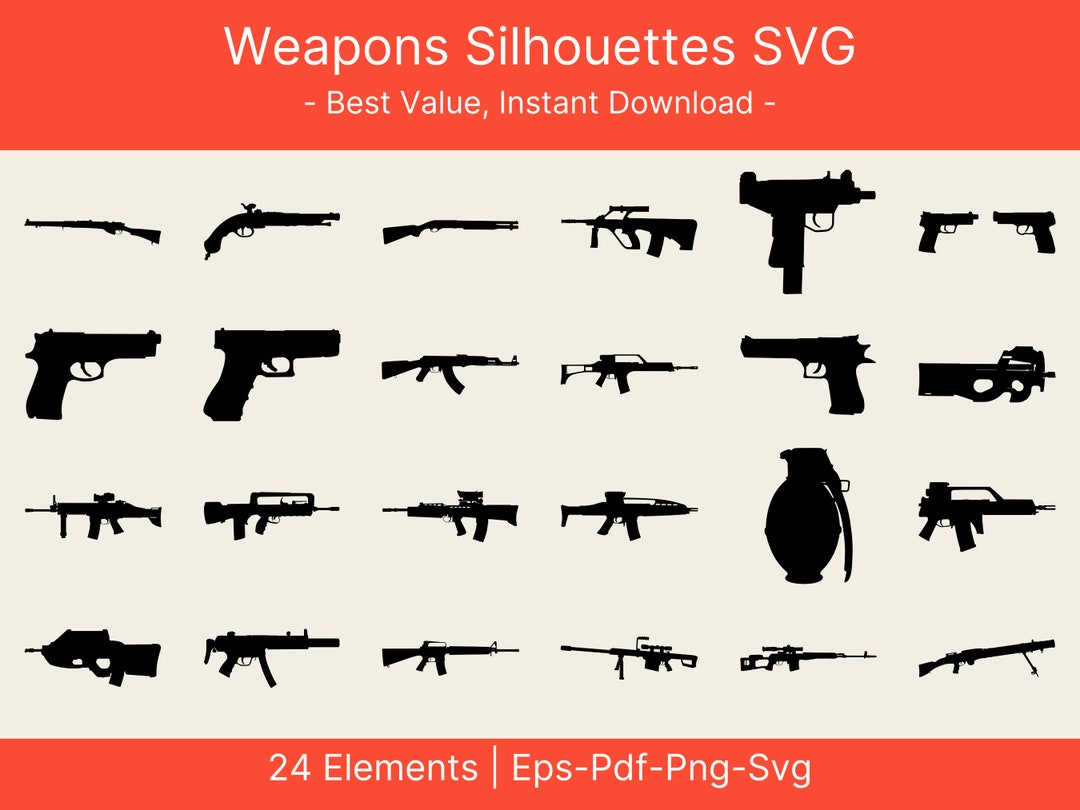 Assault Rifle Svg Bundle Weapon Design Files Cricut SVG Silhouette ...