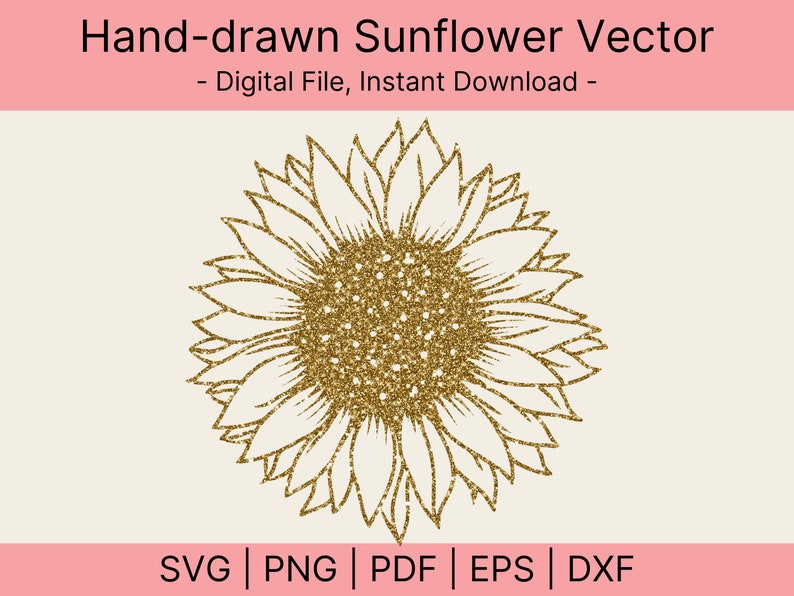 Sunflower SVG, Hand Drawn Sunflower Svg, Sunflower Clipart, Flower ...
