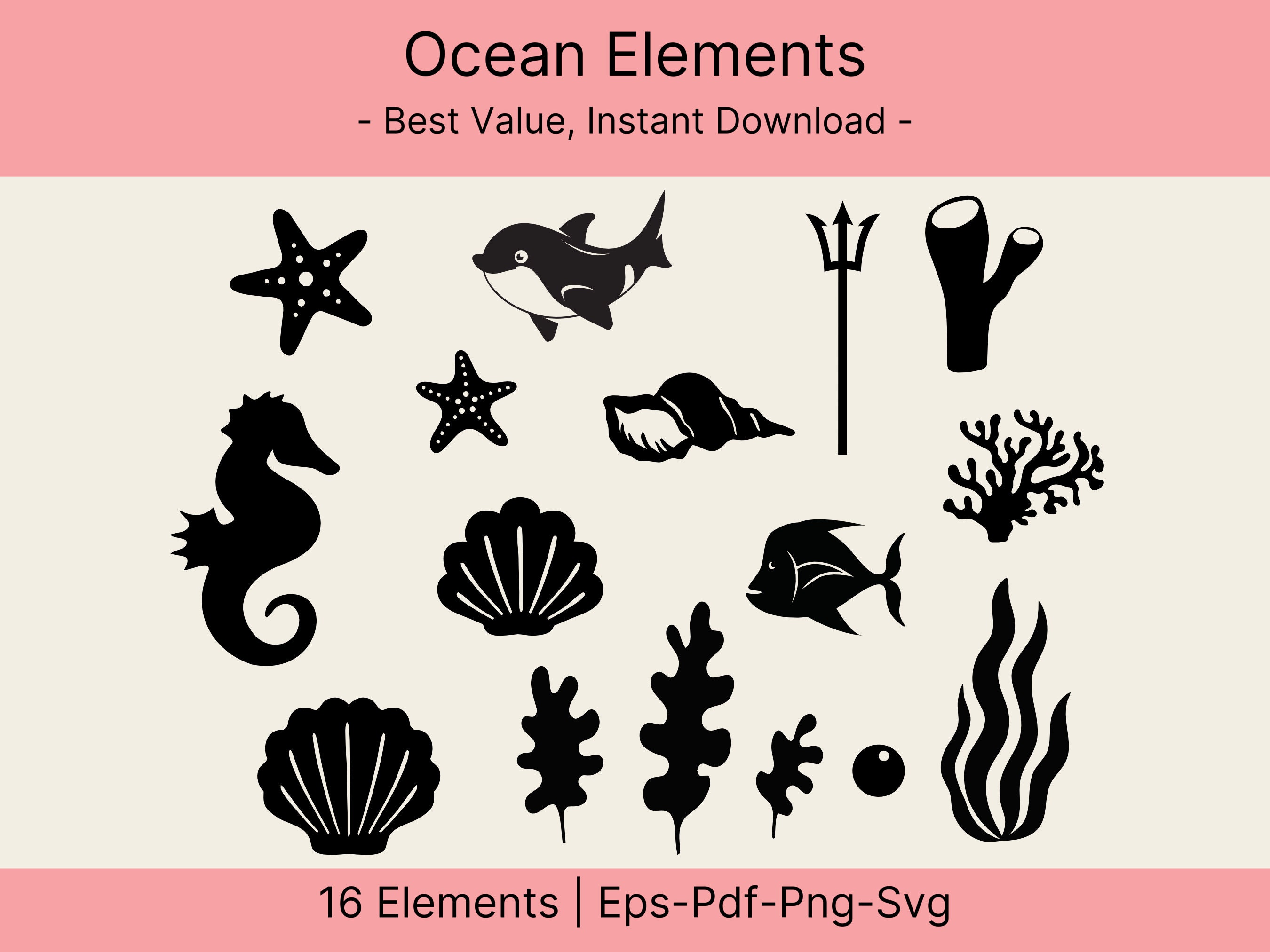 Ocean Animals SVG, Under the Sea Clipart, Digital Download, Marine Life ...