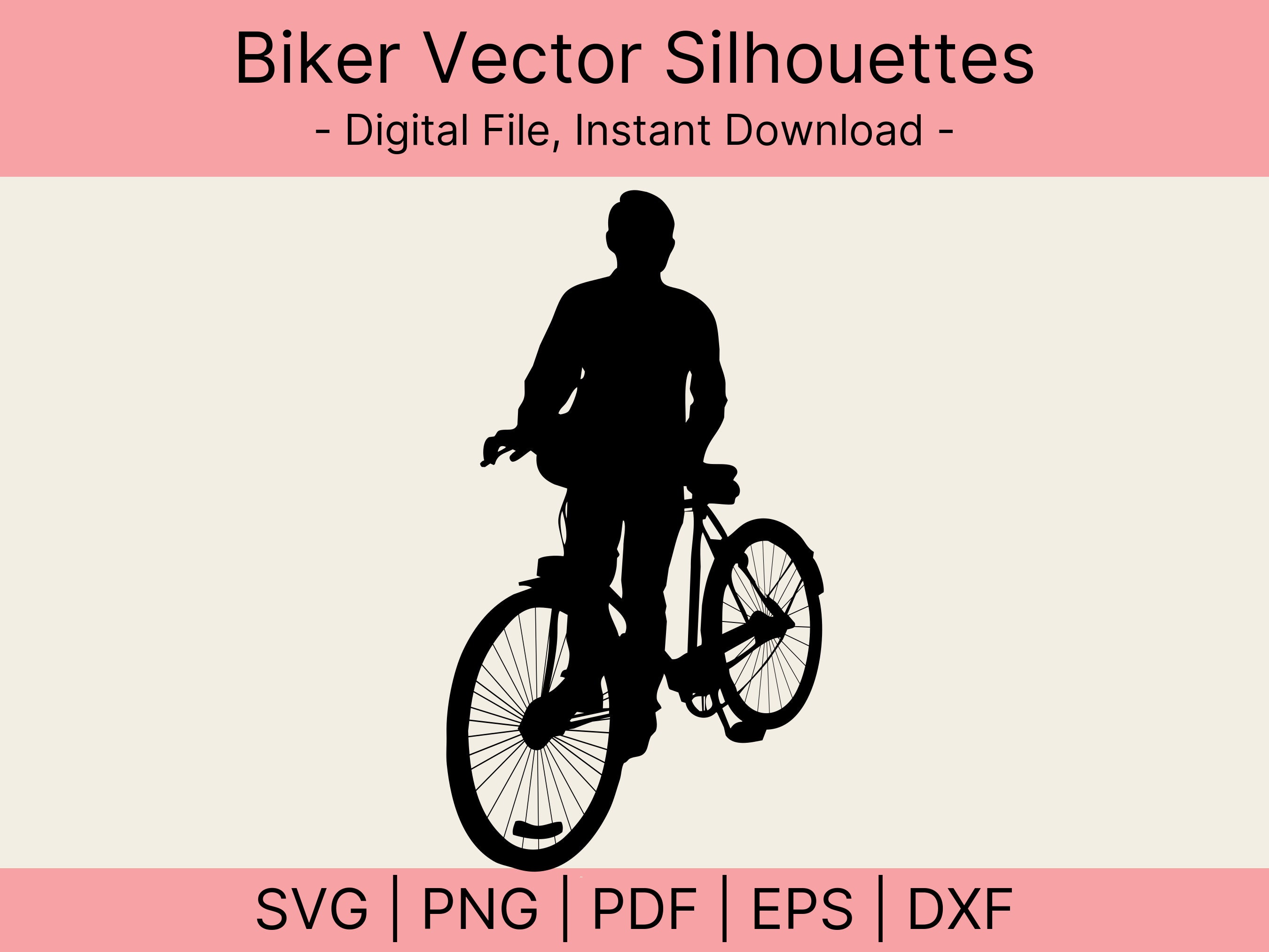 Biker Silhouettes SVG Bundle, Biker Svg, Mountain Bike Svg, Biker Cut ...