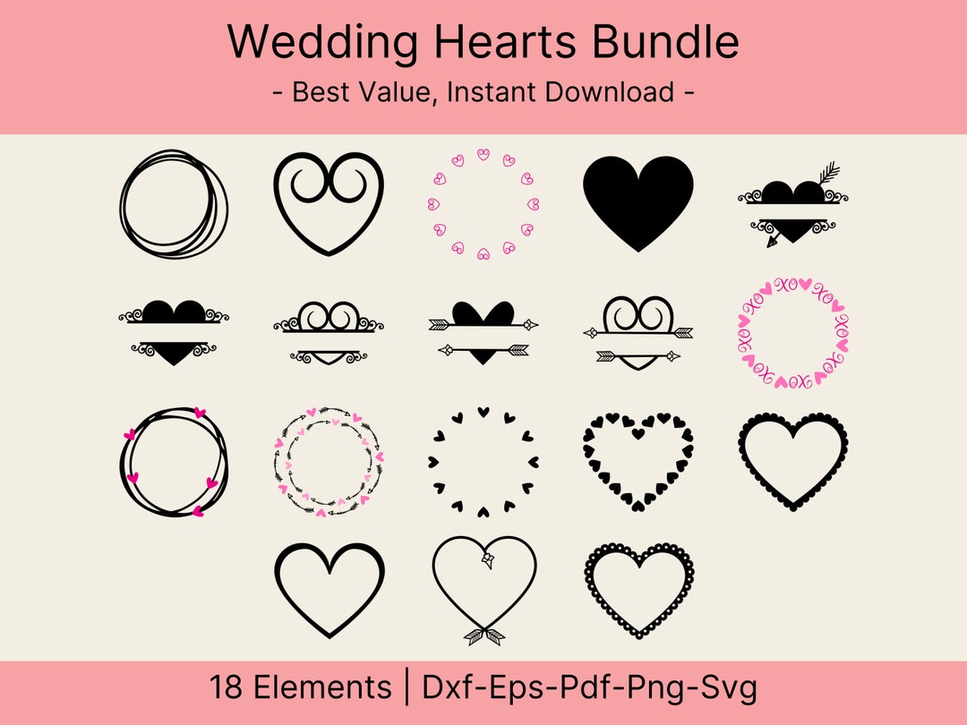 Heart Monogram, Heart Frame, Split Heart SVG, Perfect for Adding a ...