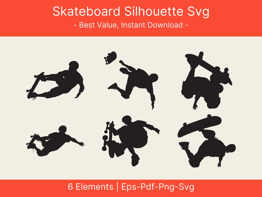 Skateboarding Silhouette Bundle Designs , Skateboarding SVG ...