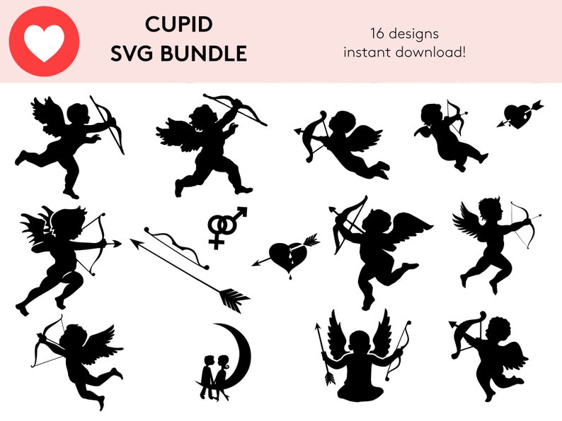 Cupid Svg, Valentines Day Svg, Cute Cupid Bundle, Baby SVG, Cupid ...