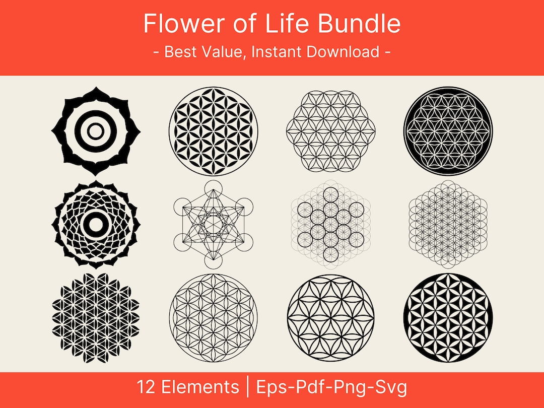 Flower of Life Vector, Sacred Geometry Png, Seed of Life Svg, Tree of ...