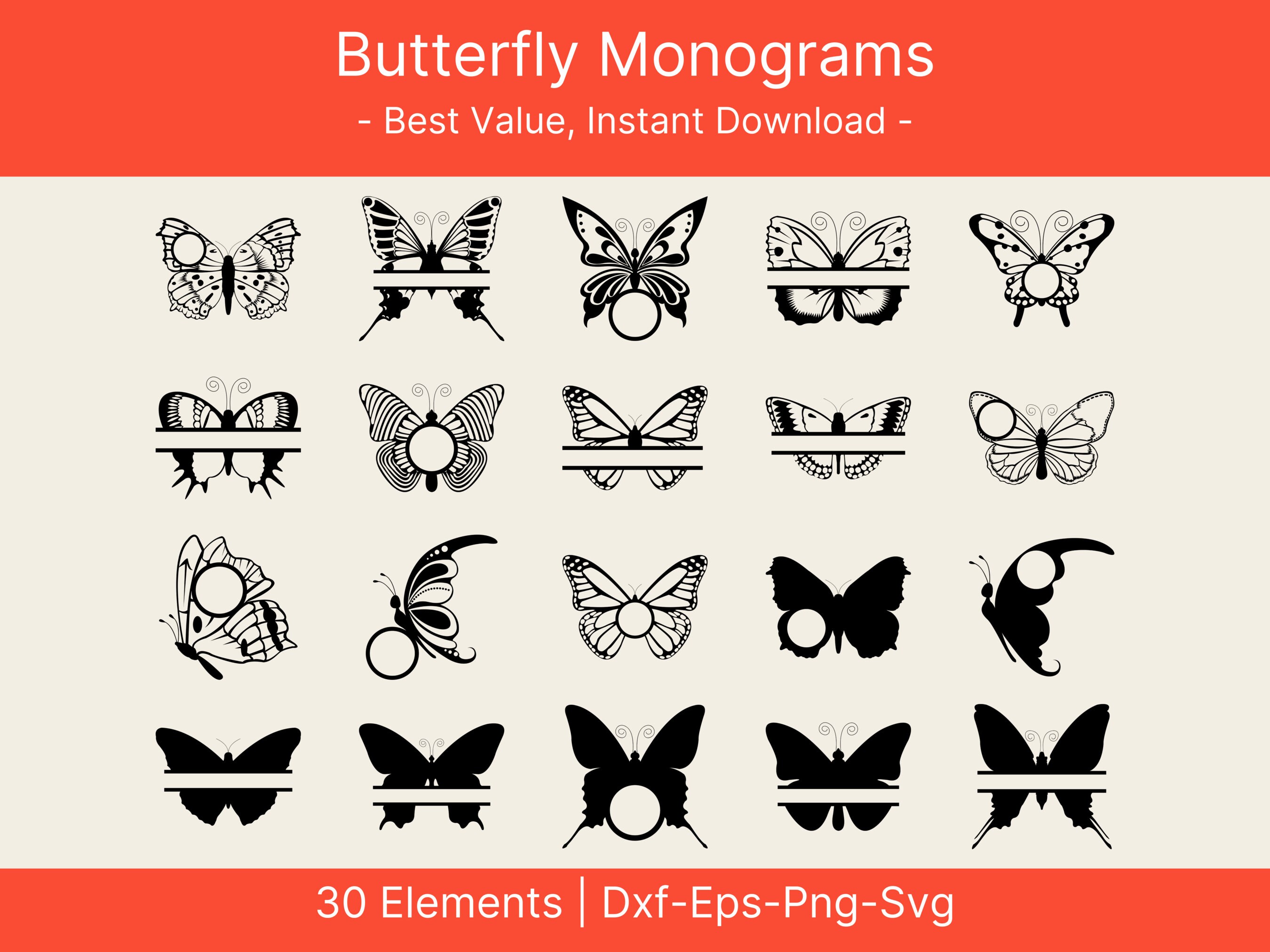 20 Butterfly Monogram Svg Butterfly Name Frame SVG Butterfly - Etsy