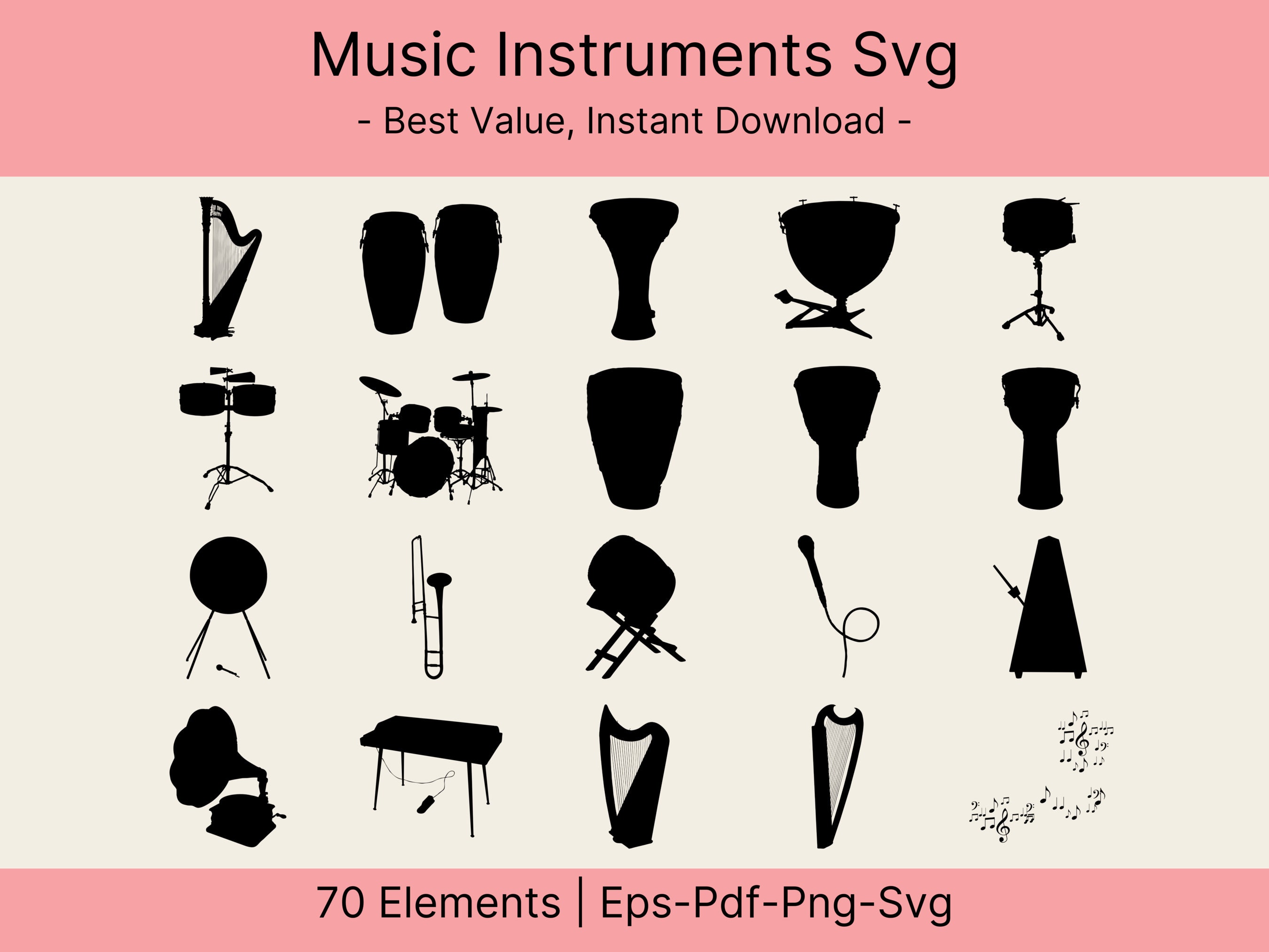 Music Instruments Vector Pack for Cricut Cricut Music Vector - Etsy