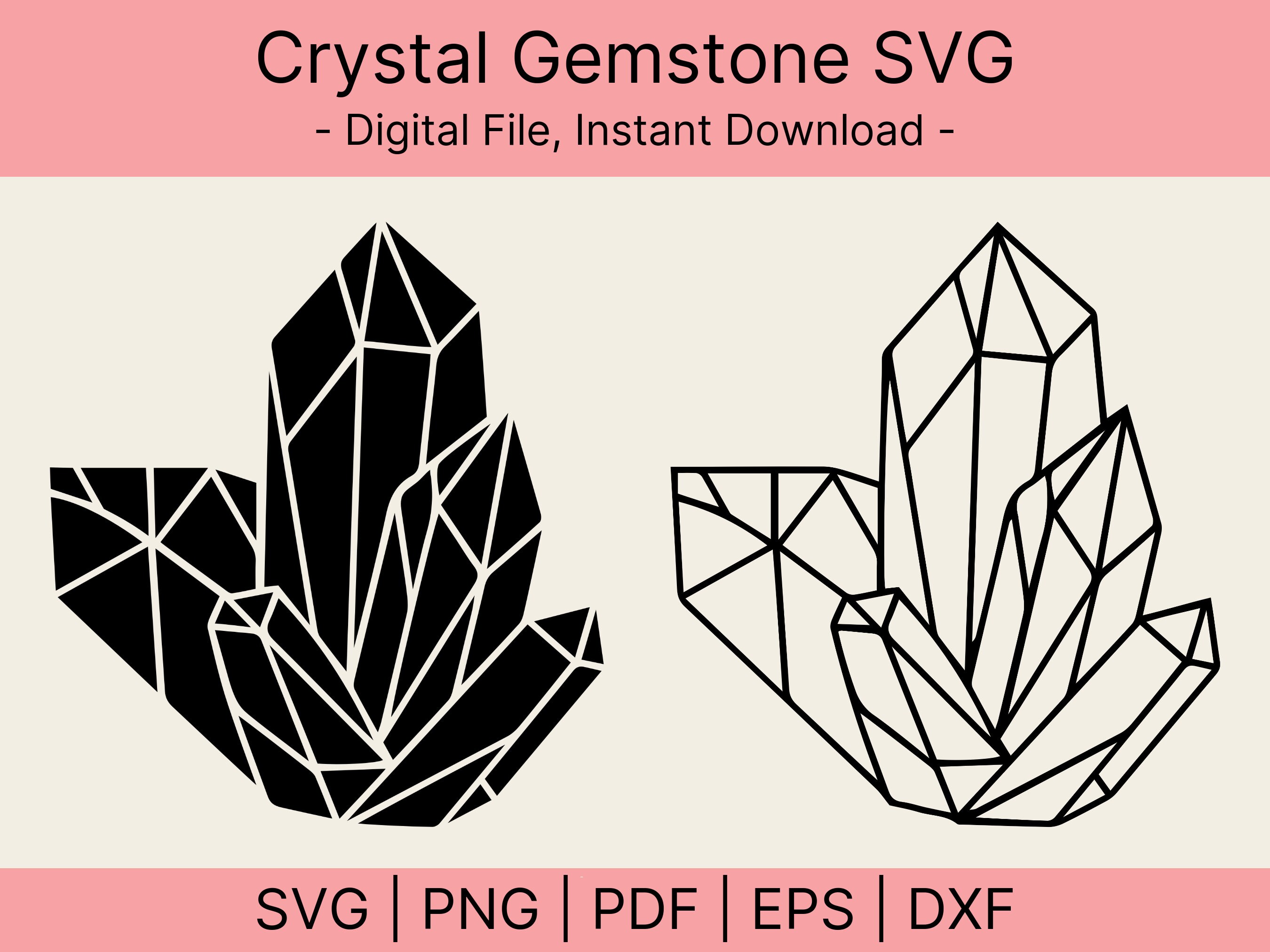 Gemstone Svg, Crystal Svg File, Crystal Cluster SVG, Rocks and Minerals ...