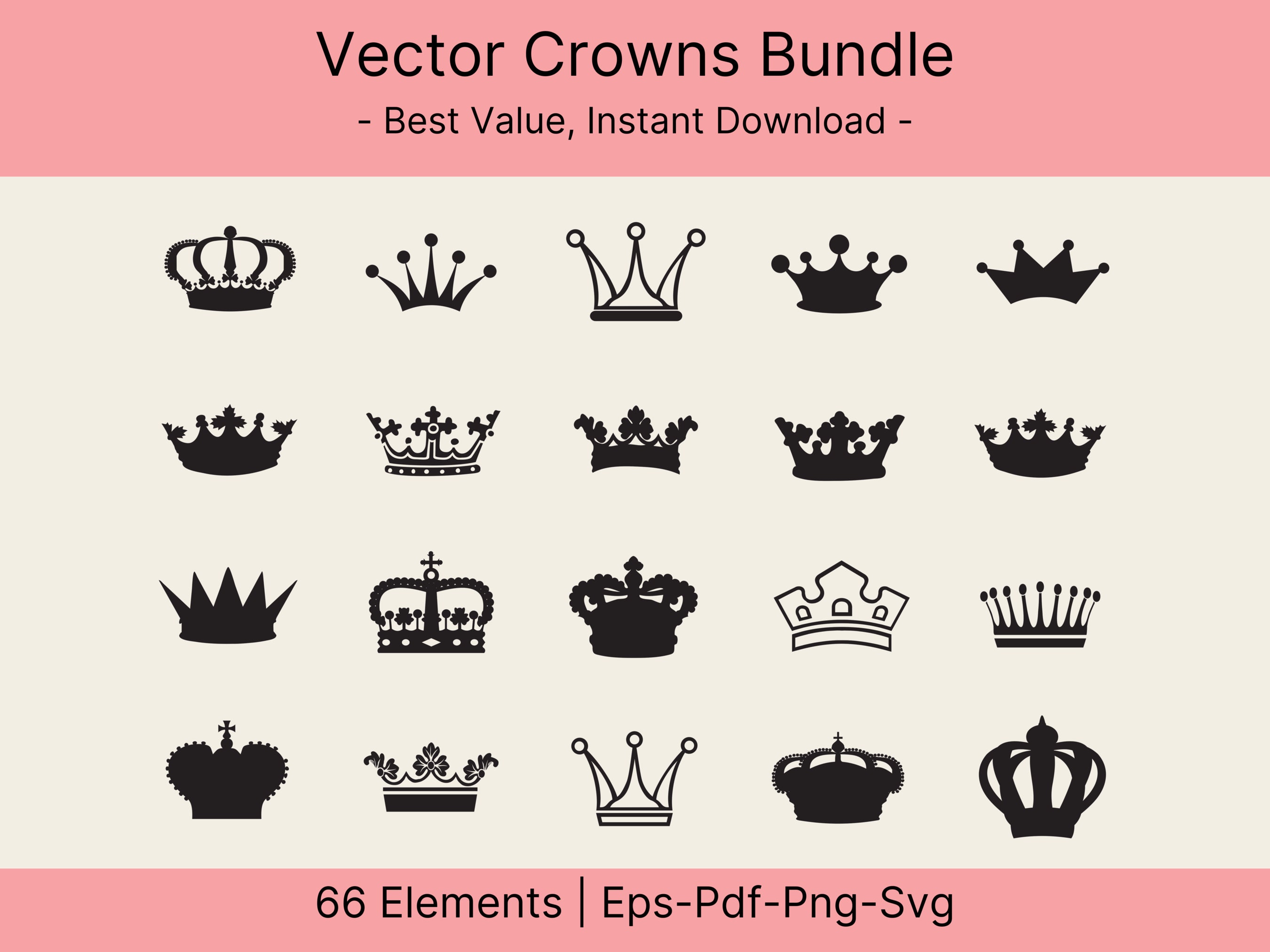 Royal Crown SVG Bundle Files, Princess Tiara SVG, King Crown, Queen ...