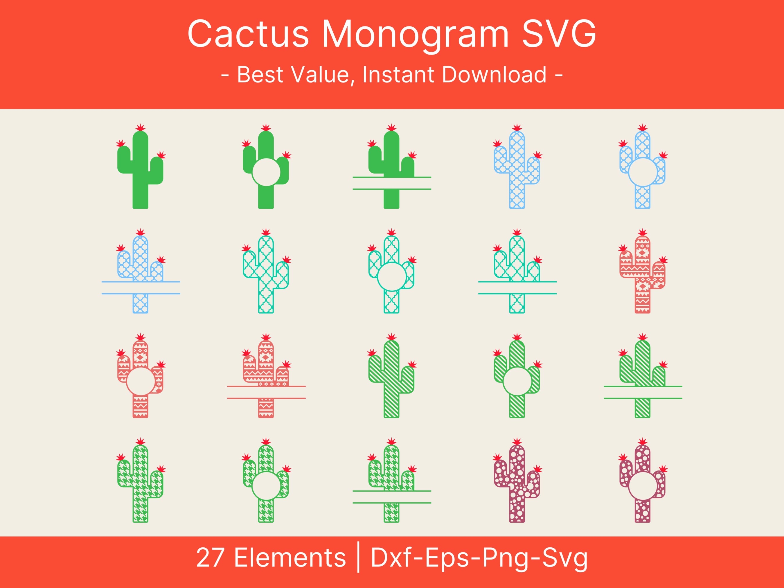 88 Cactus SVG Bundle Cactus SVG Cactus Png Cactus Monogram - Etsy