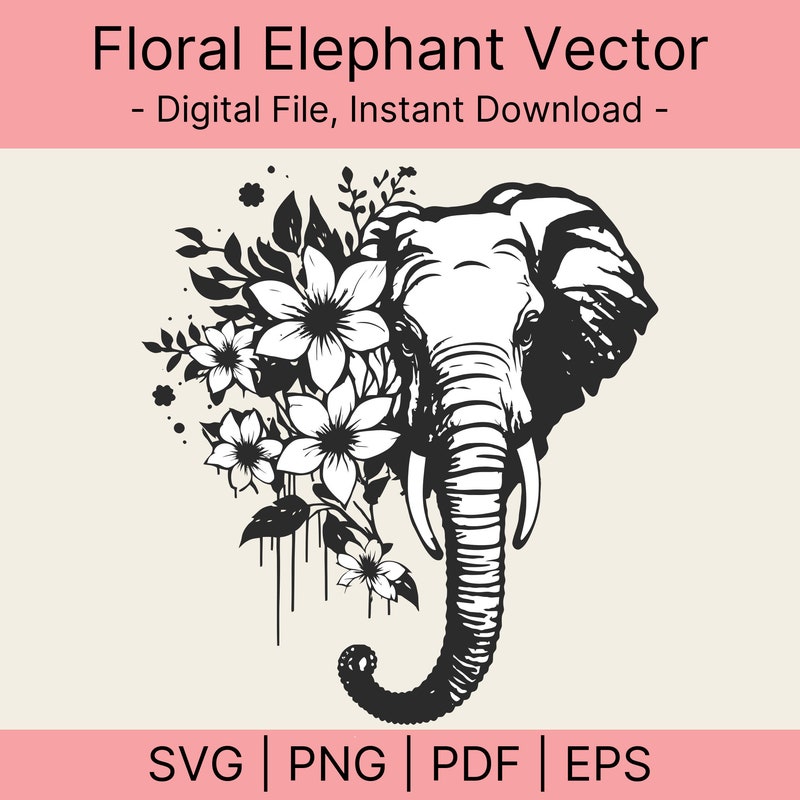 Floral Elephant - Etsy