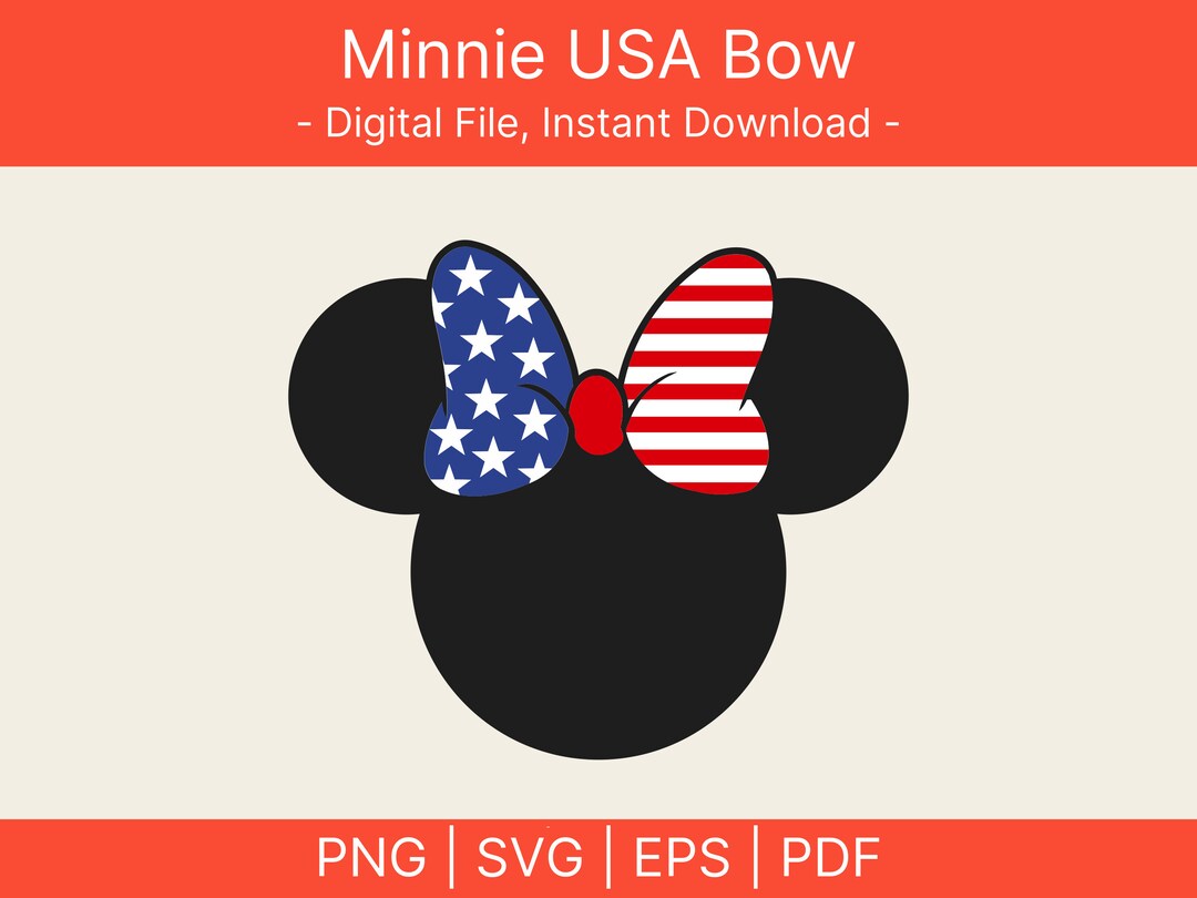 Minnie USA Bow Svg, Bow Svg, Png Bundle for Cricut, Minnie Bow USA ...