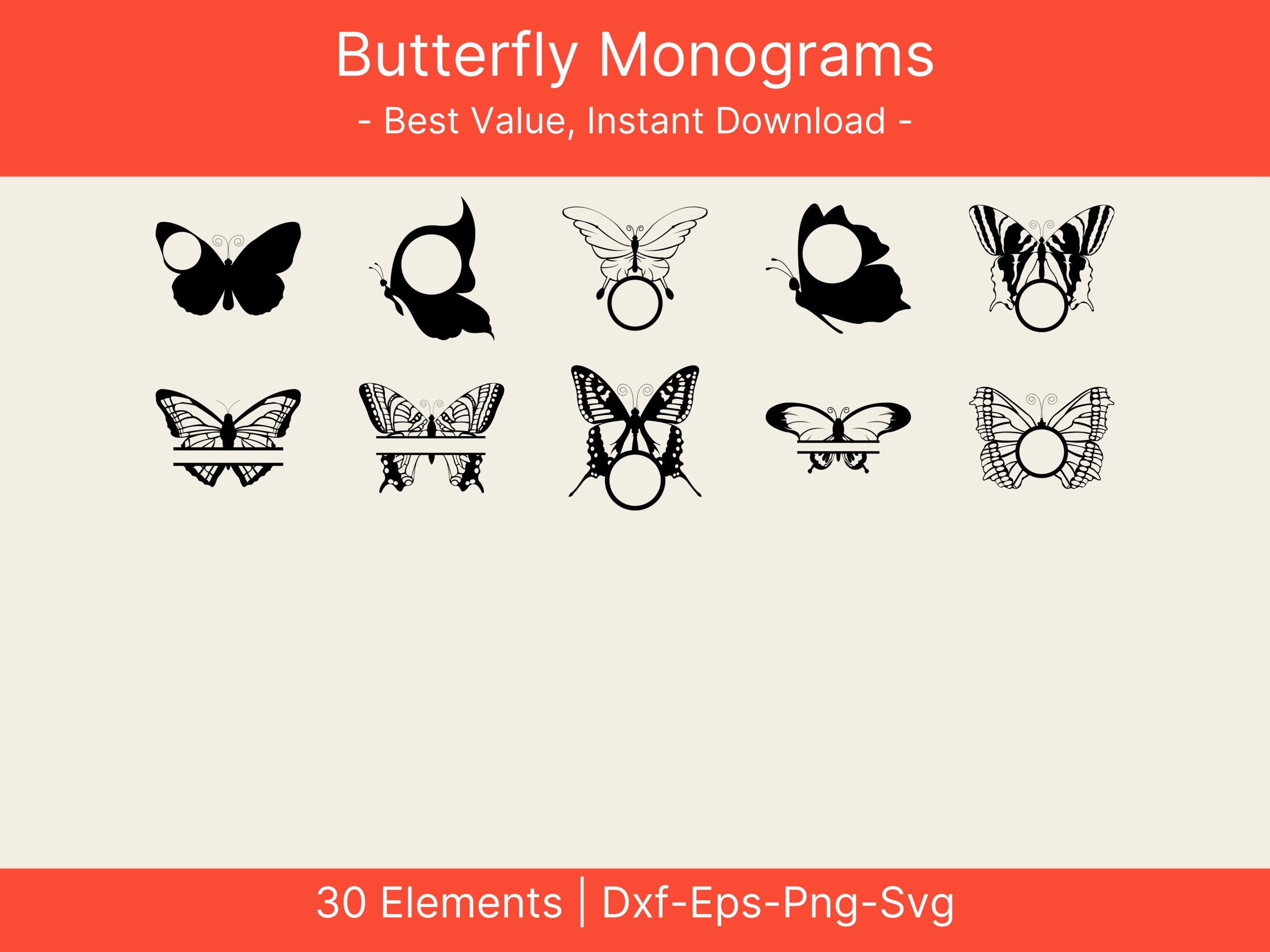 20 Butterfly Monogram Svg Butterfly Name Frame SVG Butterfly - Etsy