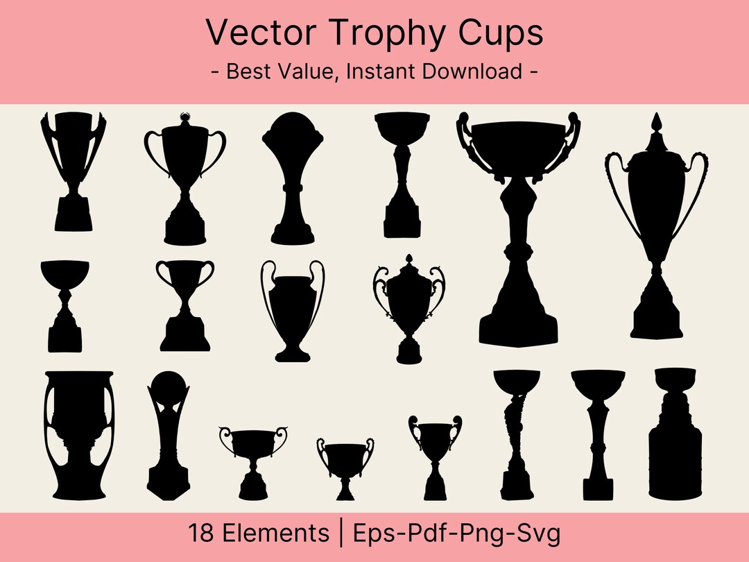 Trophies Cup Bundle, Award Icons, Medals Svg, Trophy Svg, Vector Cut ...