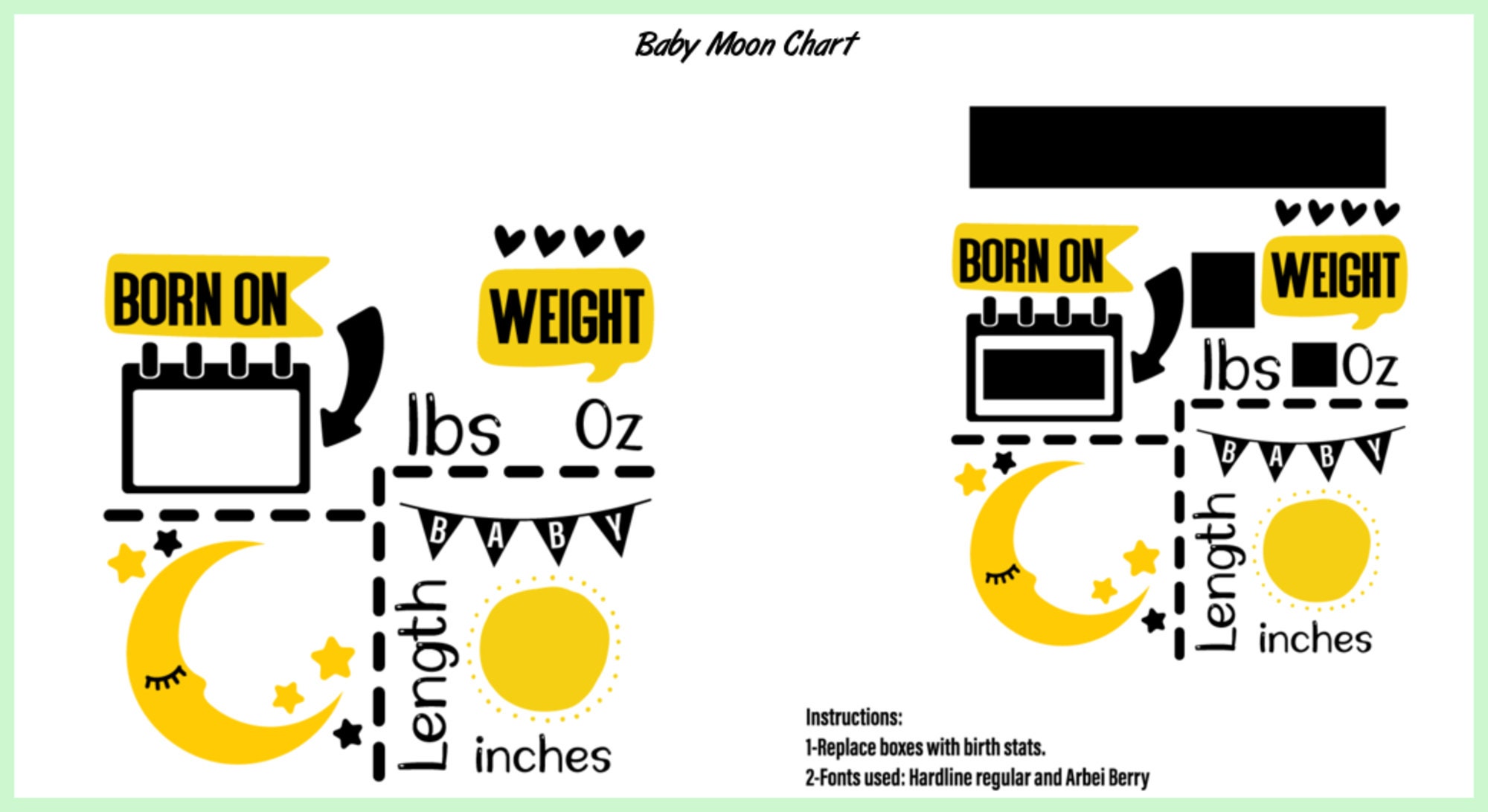 Baby Birth Announcement Bundle - SVG - DXF - EPS - Baby Stats - Metric ...