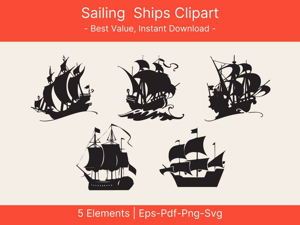 Sailing Ships Png, Sailing Ship Silhouettes SVG, Ship Vector, Ship ...
