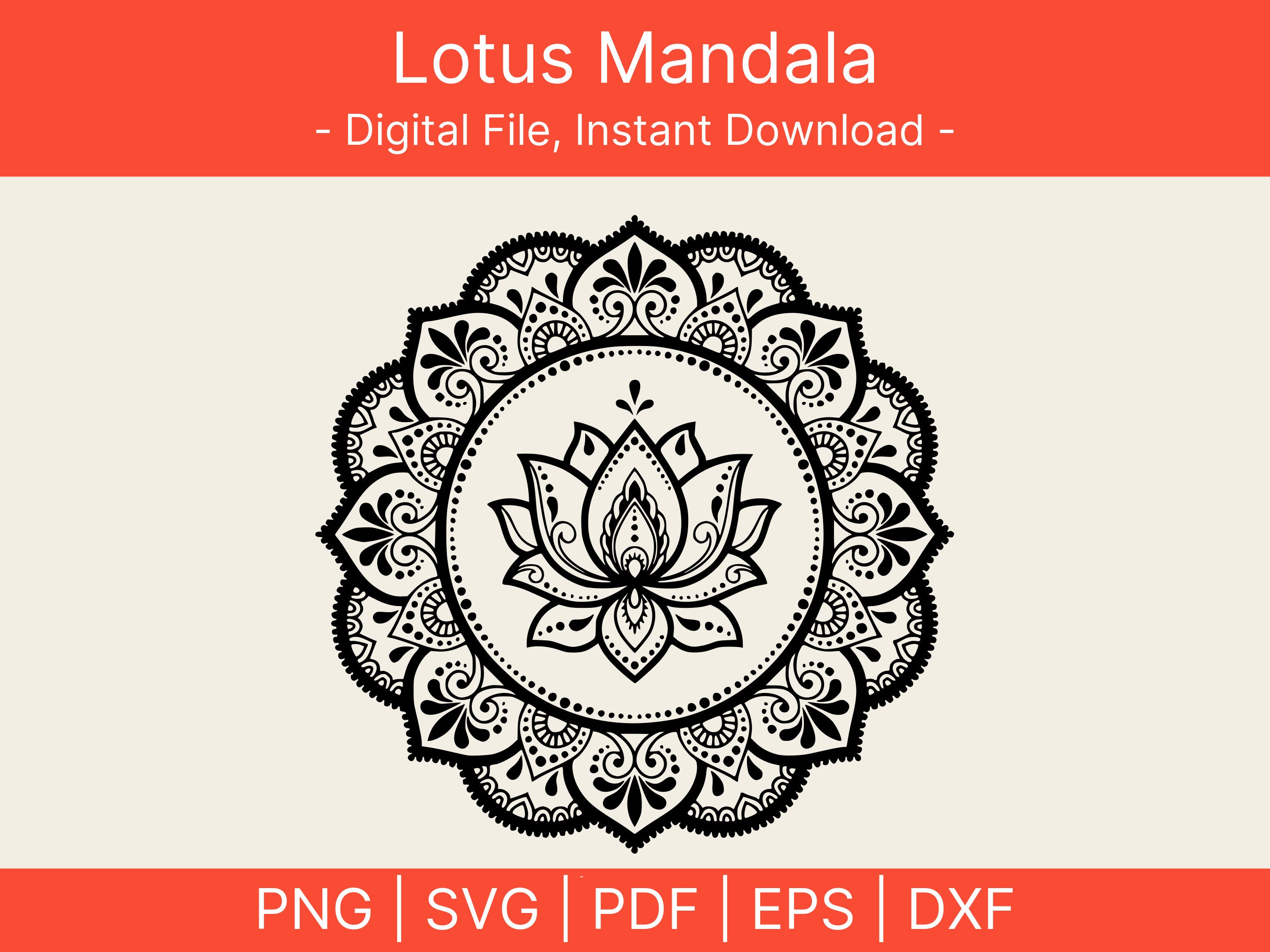 Lotus Mandala Png, Lotus Svg, Mandala DXF, Buddha SVG Bundle, Buddha ...