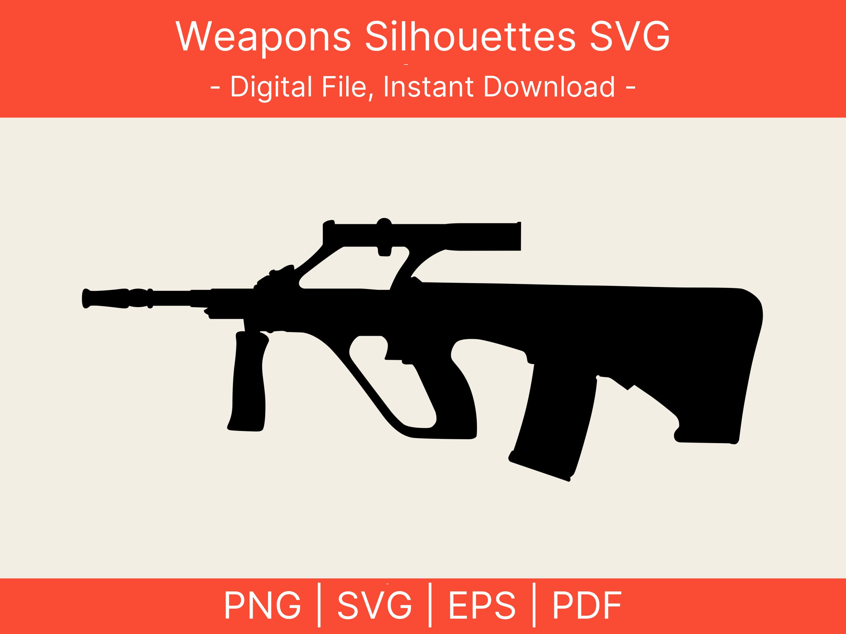 Assault Rifle Svg Bundle Weapon Design Files Cricut SVG Silhouette ...