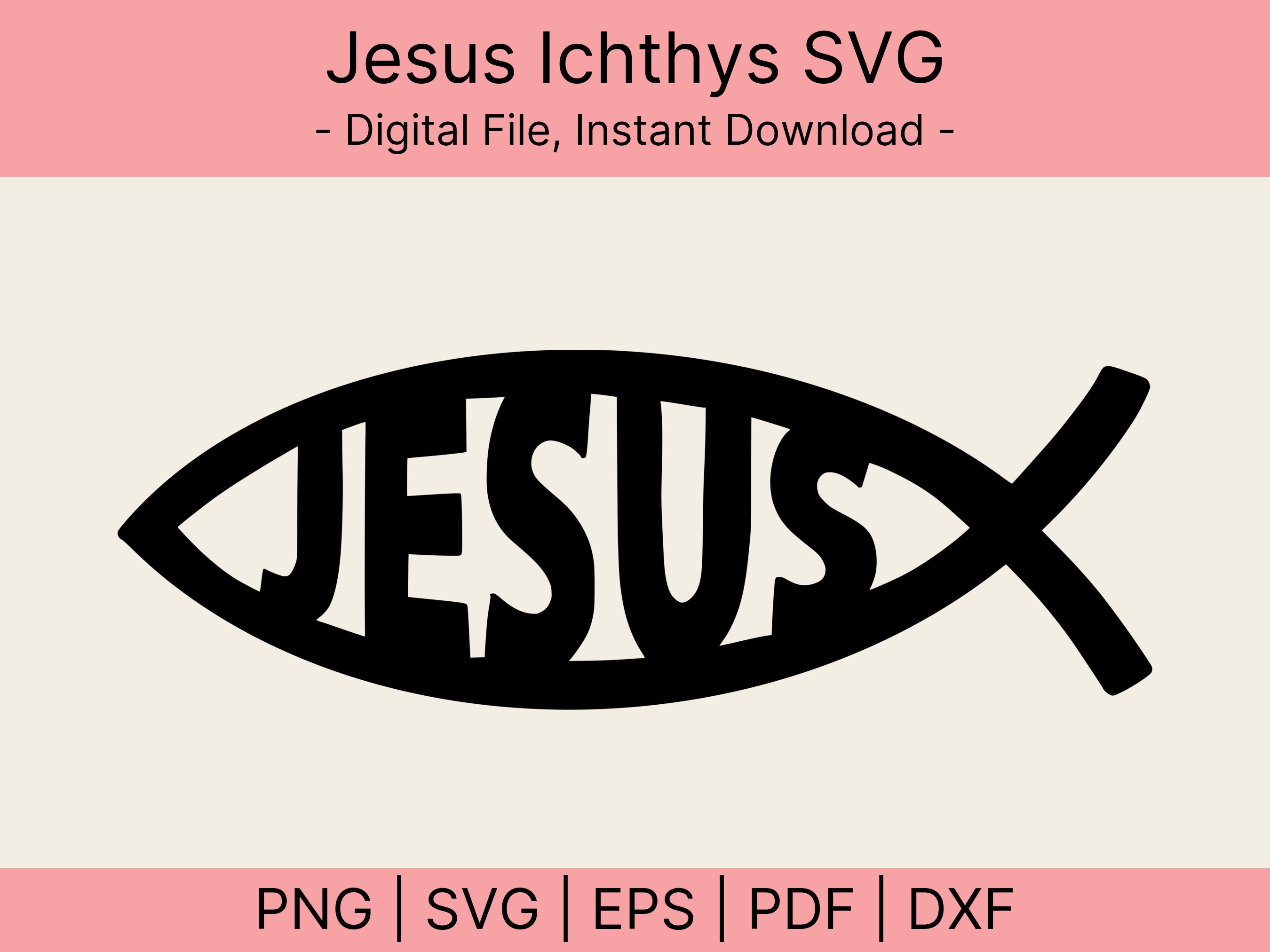 Jesus Svg, Jesus Fish Symbol SVG, Ichthus Svg, Christian SVG, Faith Svg ...