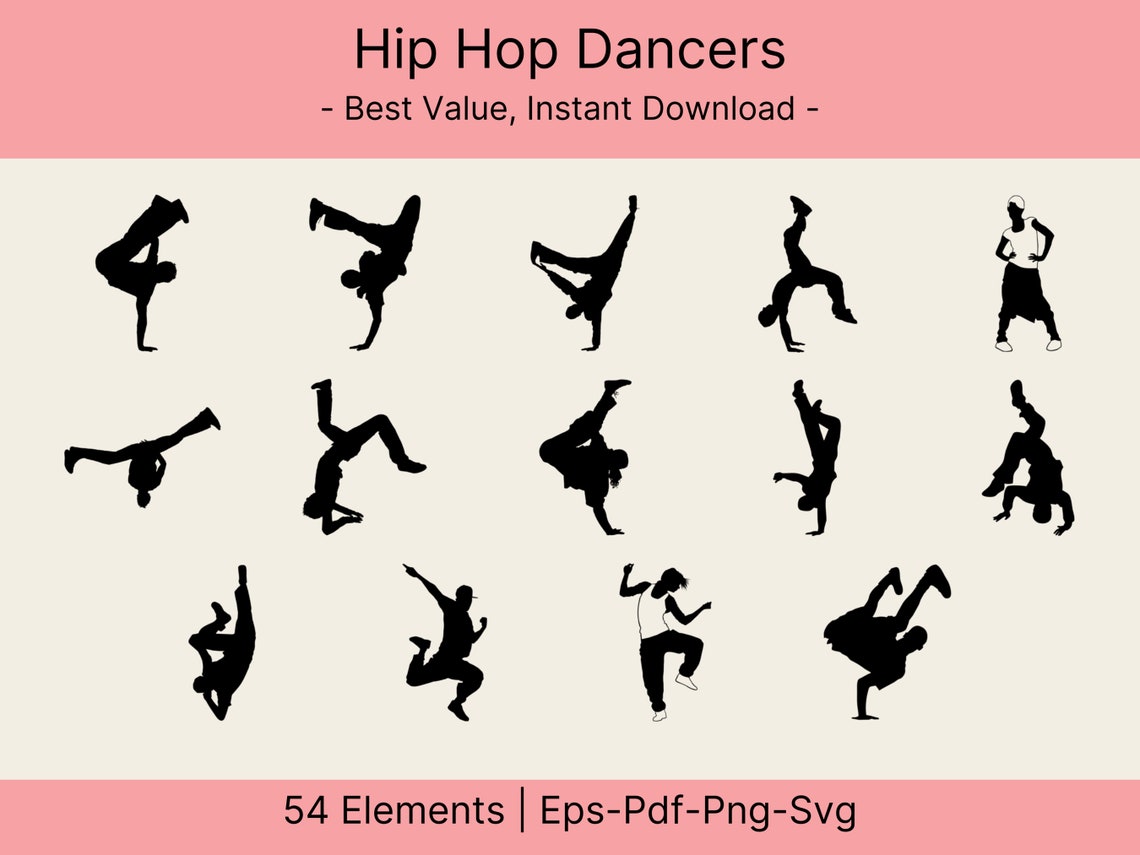 Hip Hop Dancers SVG, Breakdancers Vector, Street Dancer, Rap Dances ...