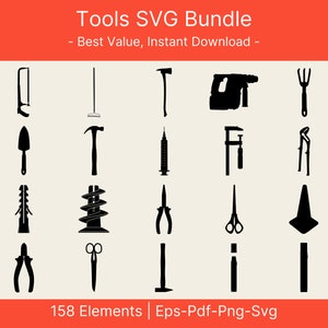 158 Mechanic Tools Bundle Svg, Tools Clipart, Tools Silhouette, Tools ...