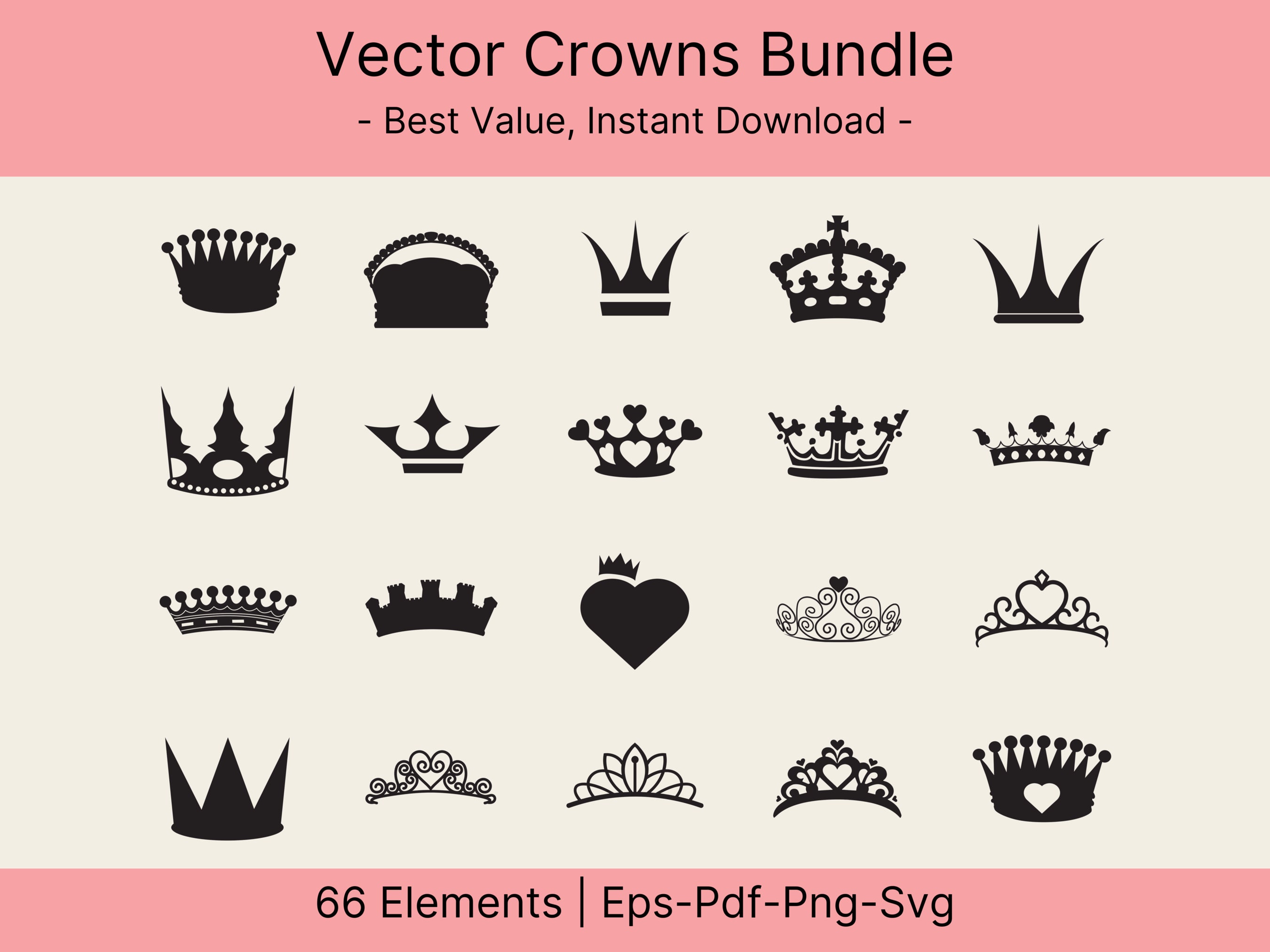 Royal Crown SVG Bundle Files, Princess Tiara SVG, King Crown, Queen ...