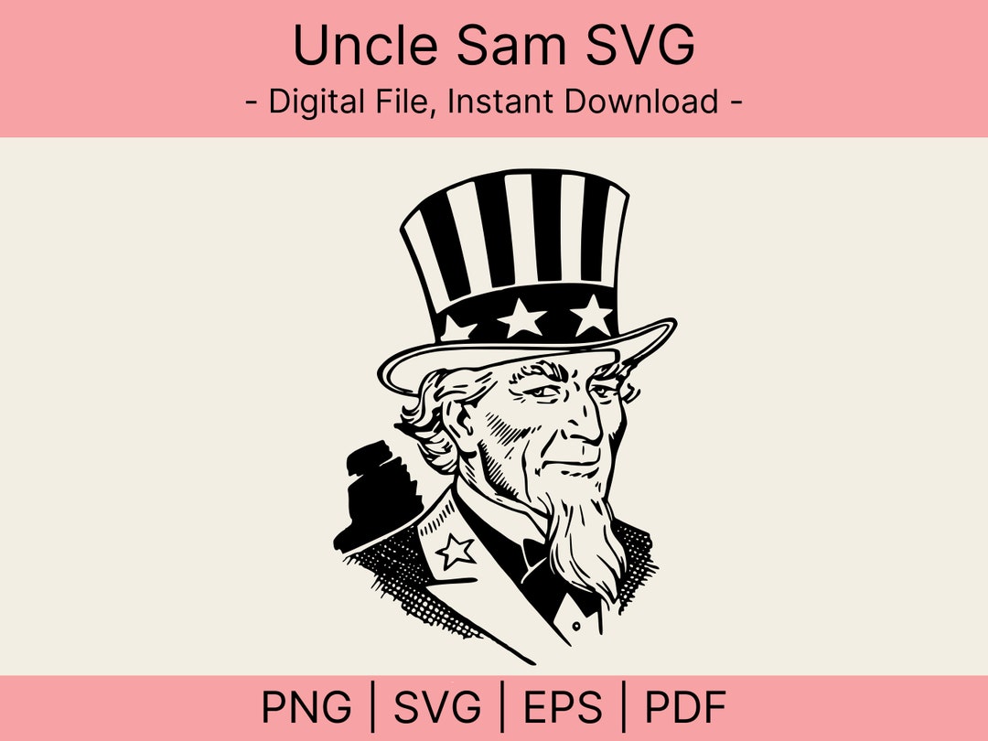Uncle Sam Svg, Vintage Uncle Sam Drawing Svg, American Icon Svg, America Svg, Uncle Sam Drawing ...
