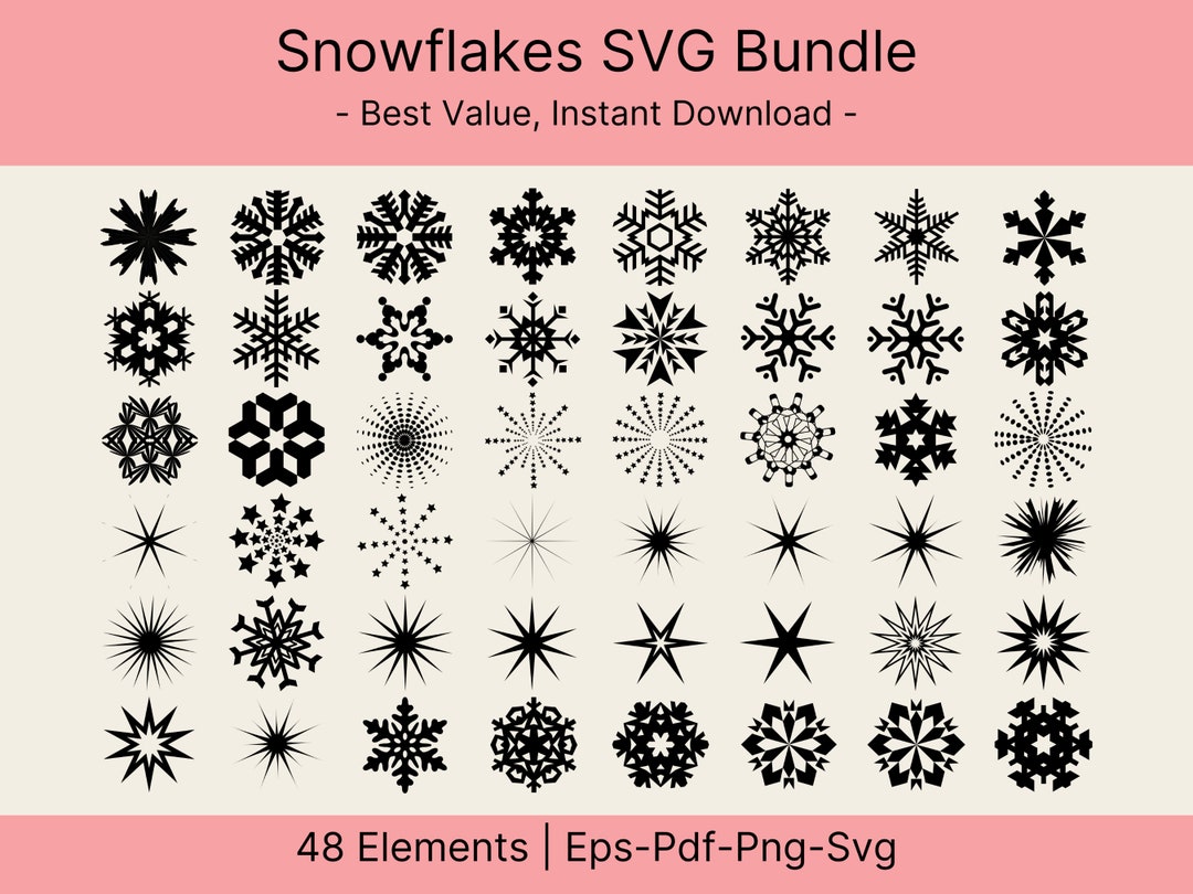 Snowflake SVG Bundle, Flake Winter Svg Snowflake Clipart Christmas Svg ...