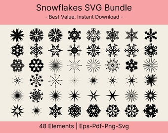 Snowflake SVG Bundle Flake Winter Svg Snowflake Clipart Christmas Svg ...
