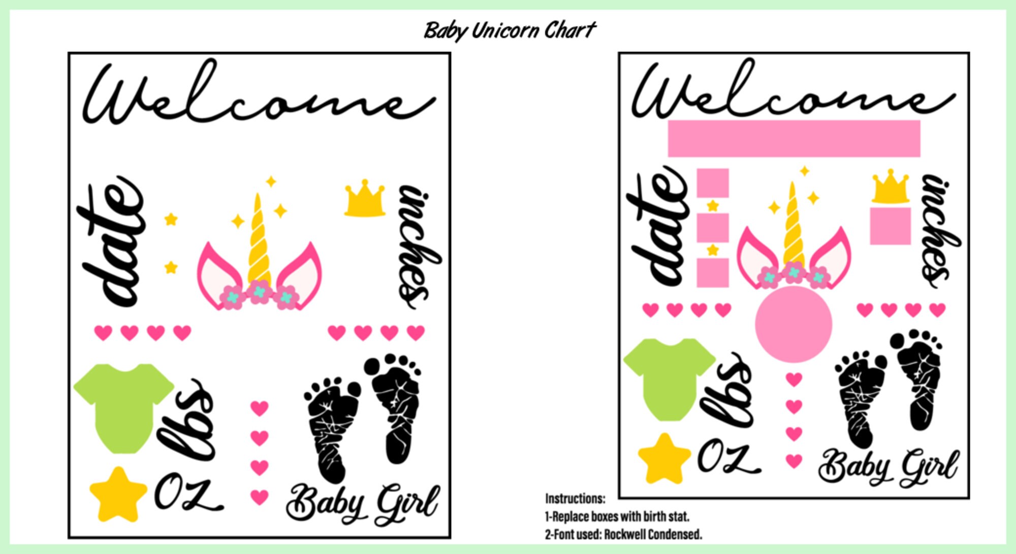 Baby Birth Announcement Bundle - SVG - DXF - EPS - Baby Stats - Metric ...