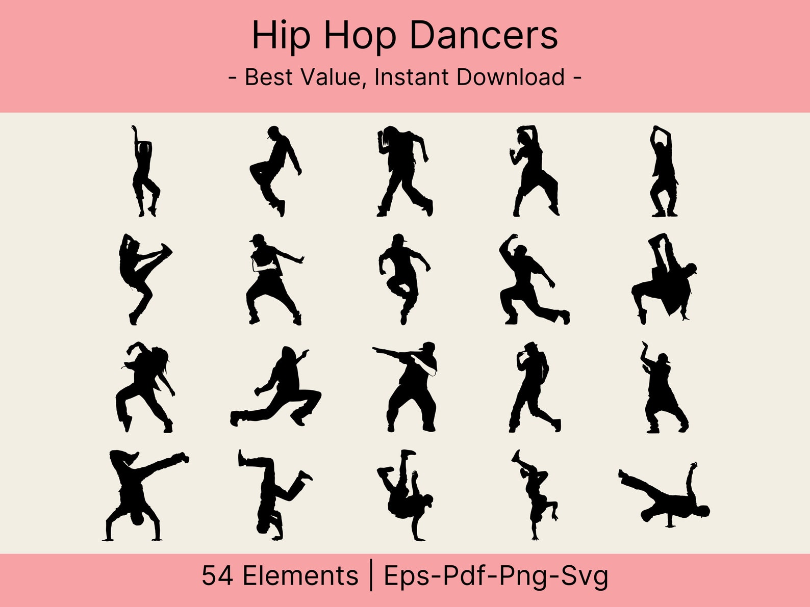 Hip Hop Dancers SVG, Breakdancers Vector, Street Dancer, Rap Dances ...