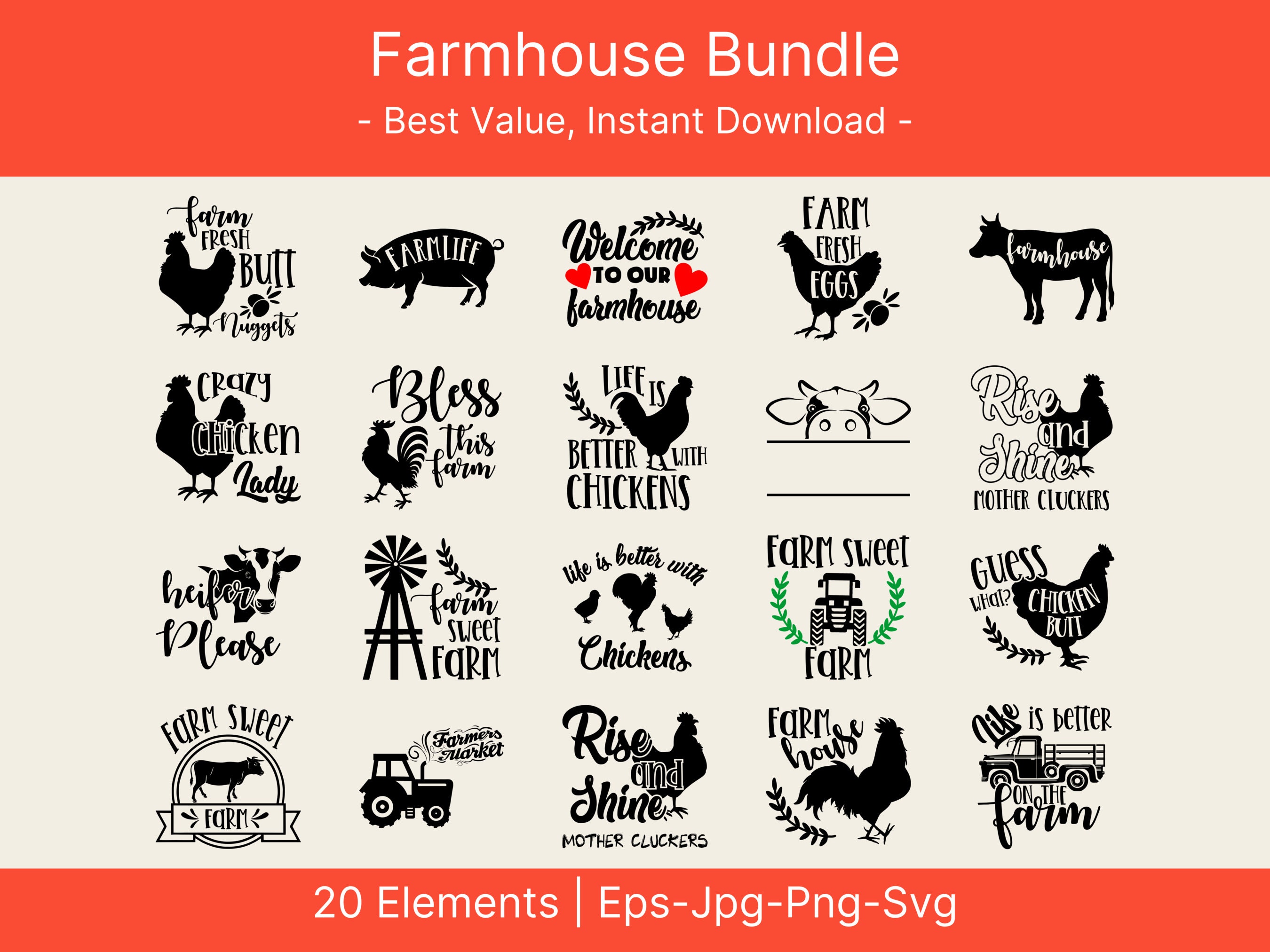 Farmhouse SVG Bundle, Farm Svg Bundle, Farm Life Svg, Farm Svg Designs ...