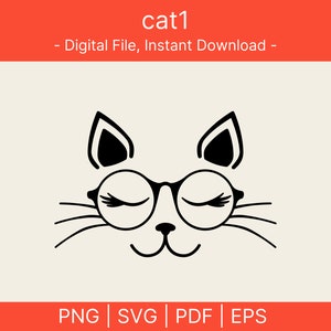 Cat Svg, Cute Cat Face Svg, Crazy Cat Lady, Funny Cat Png, Vector Cut ...