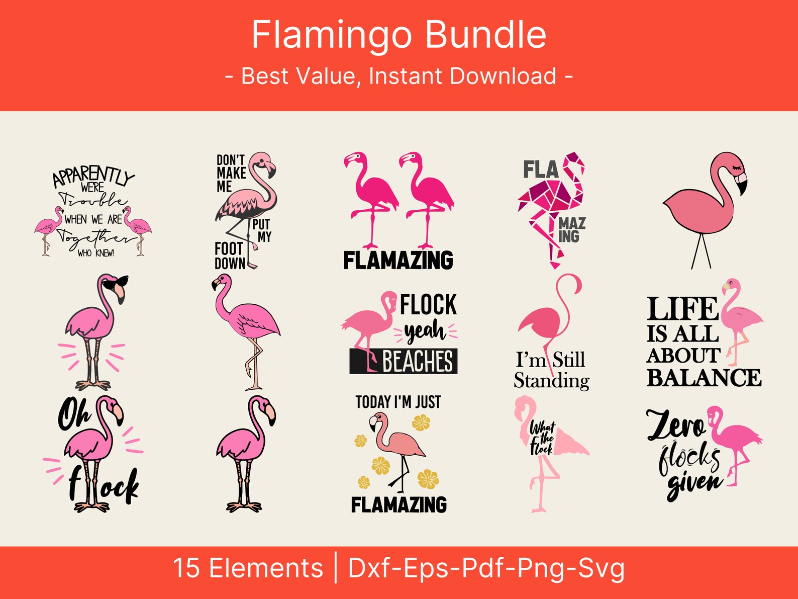 Flamingo SVG Clipart Flamingo SVG Cut File Flamingo PNG - Etsy