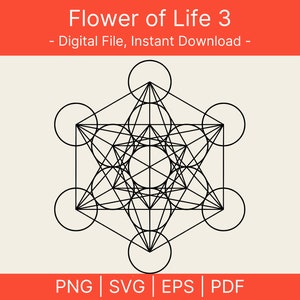 Flower of Life Vector, Sacred Geometry Png, Seed of Life Svg, Tree of ...