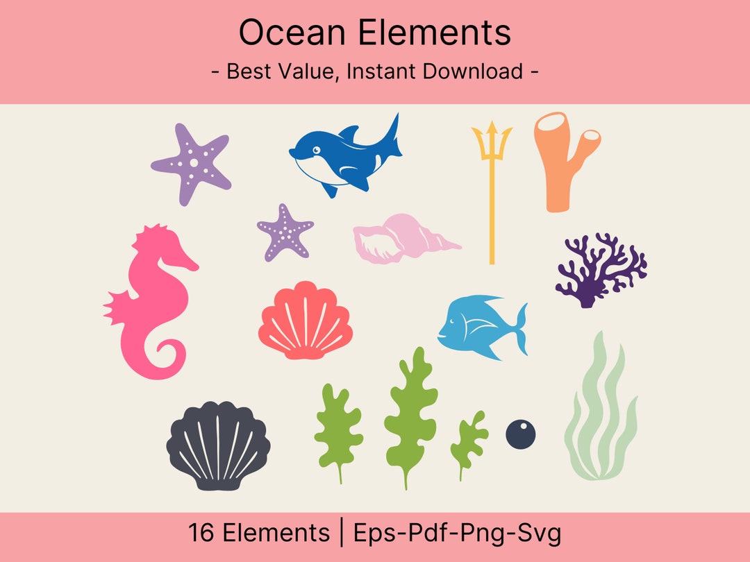 Ocean Animals SVG, Under the Sea Clipart, Digital Download, Marine Life ...