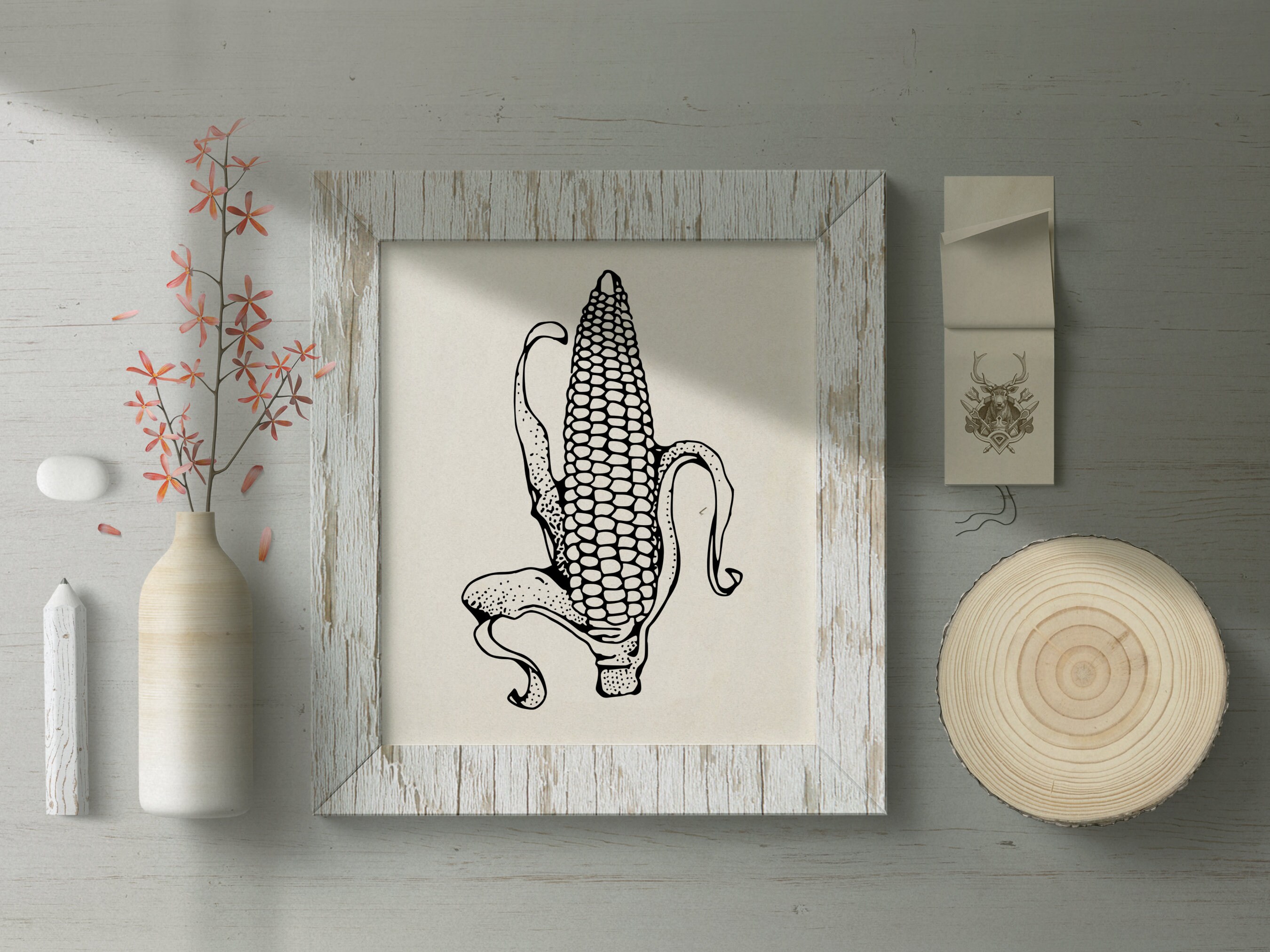 Corn SVG, Vintage Corn SVG File, Corn Design for Crafting, Vector Cut ...