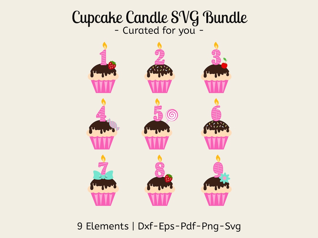 Cupcake SVG, First Birthday Cupcake Candle SVG, Cupcake Svg Cut Files ...