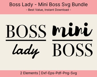 Boss Mama Mini Boss SVG Mom Child Matching Set Bundle Pdf Dxf Cut File ...