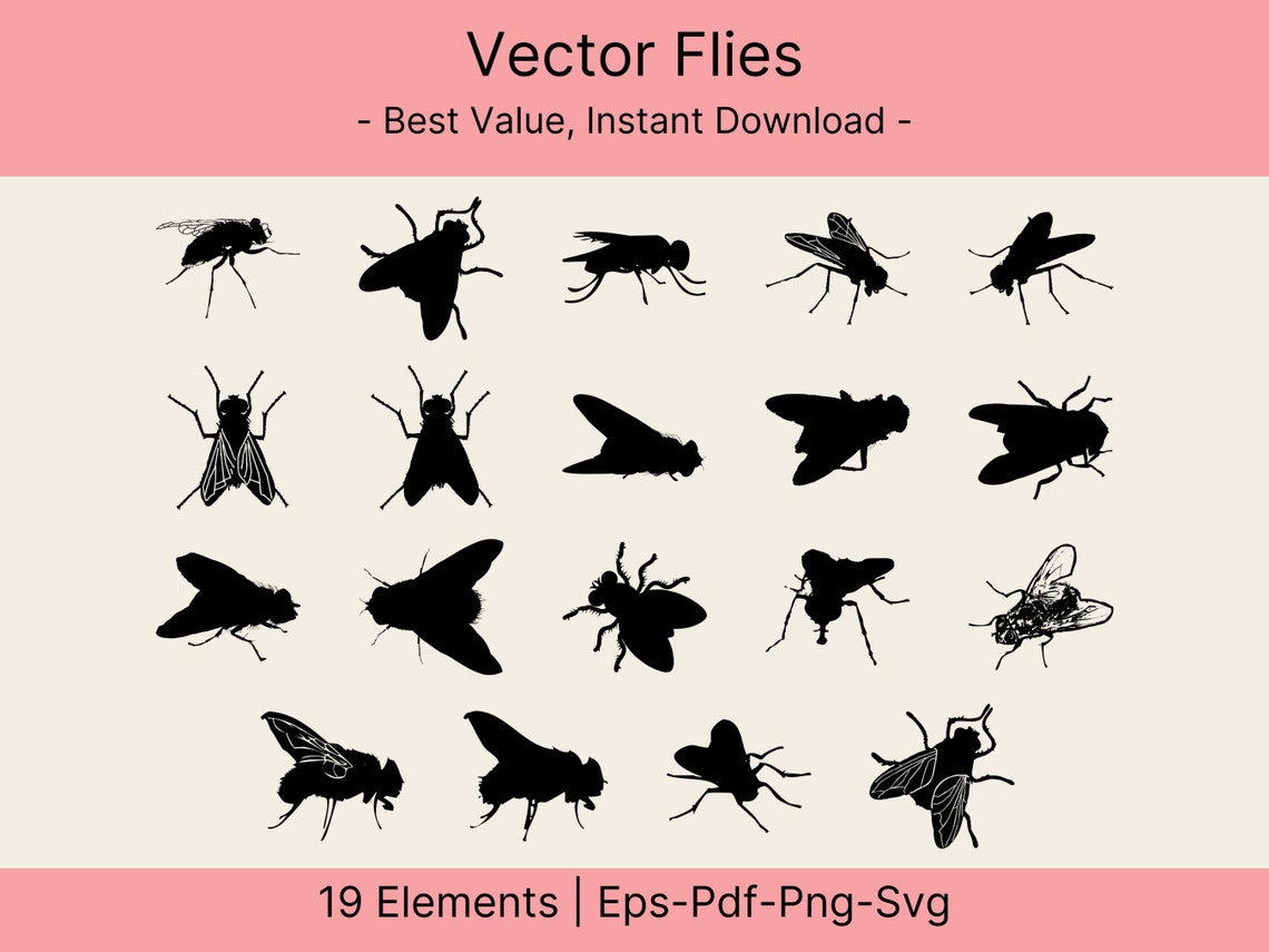 Flies Vector Pack for Cricut, Cricut Fly Vector Pack, Cricut Fly Vector ...