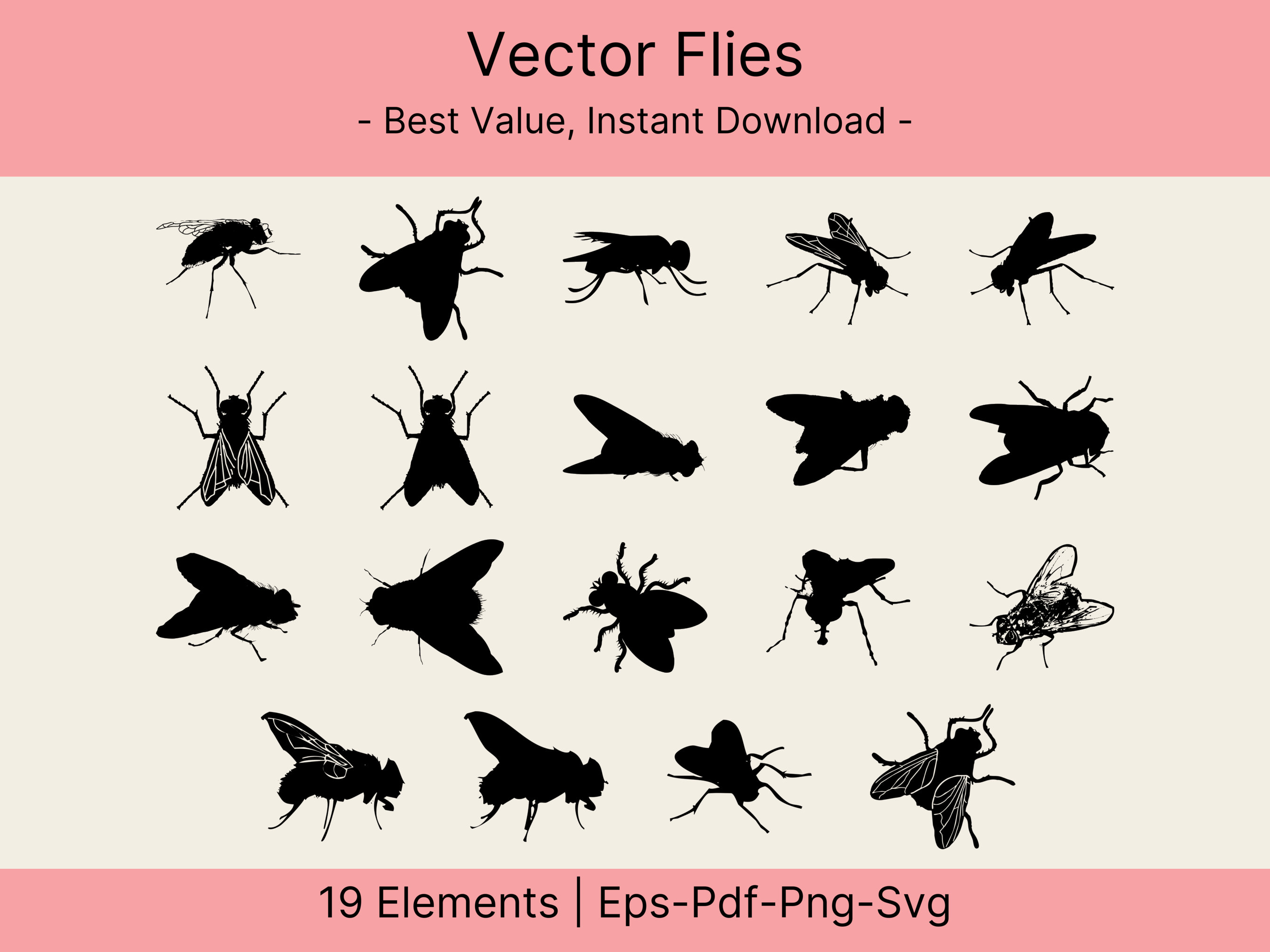 Flies Vector Pack for Cricut, Cricut Fly Vector Pack, Cricut Fly Vector ...