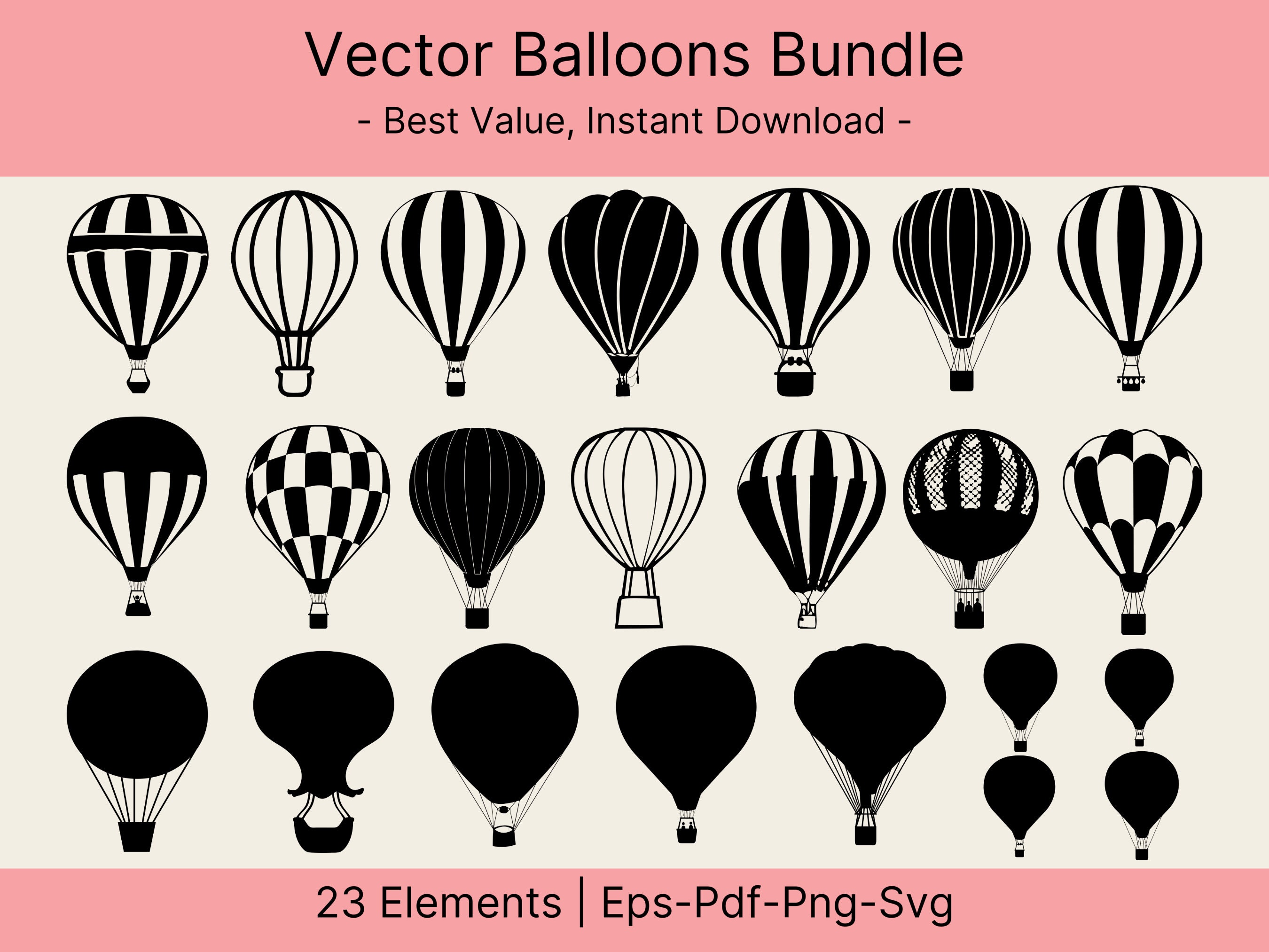 Hot Air Balloon Svg Bundle, Hot Air Balloon Svg, Air Balloon Svg, Hot ...