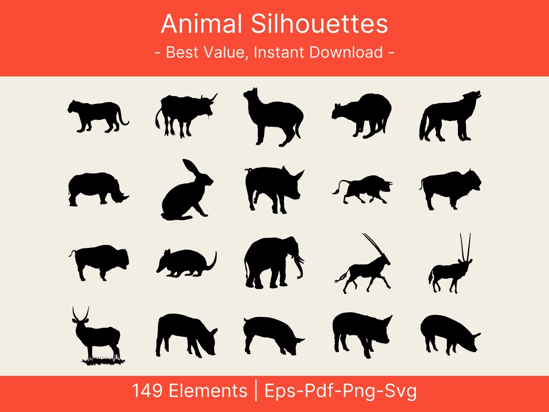 149 Animal Bundle Svg Png, Animal Svg Bundle, Animal Silhouette Dxf ...