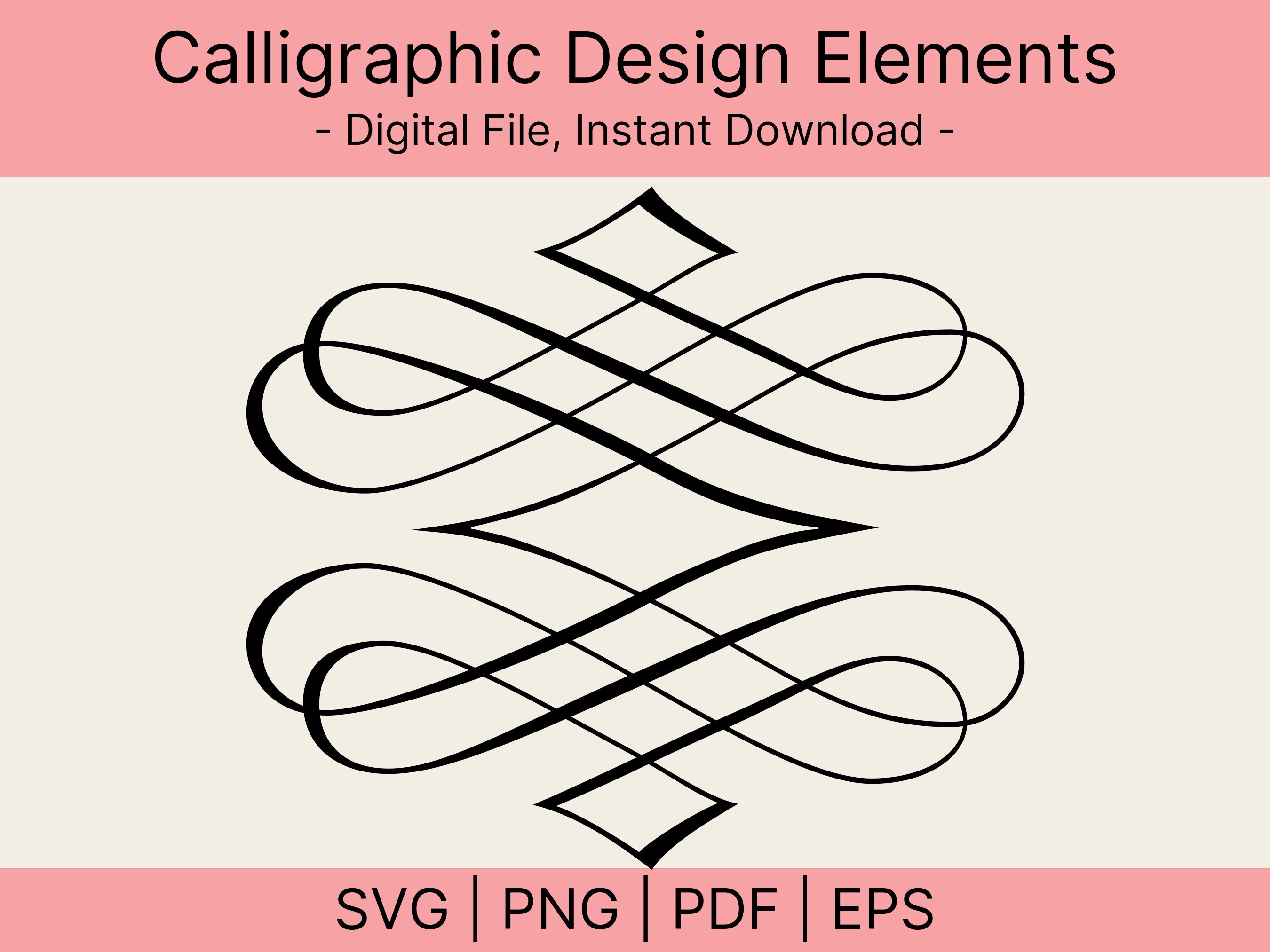 Calligraphic SVG Vector Bundle, Decorative Elements Ornaments Clipart ...