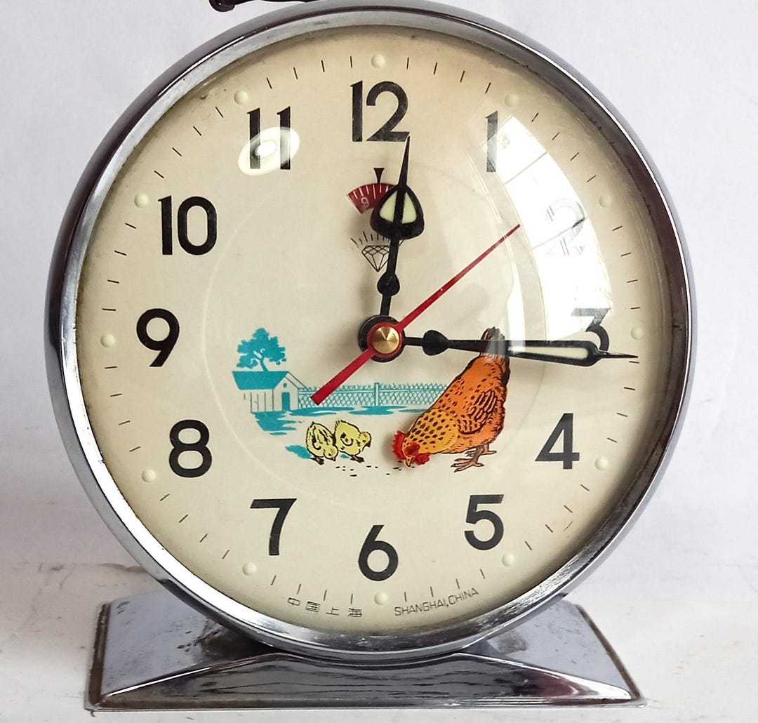 Vintage Clock, Mechanical Clock, Animated Clock, Hen Clock, Chick Clock ...